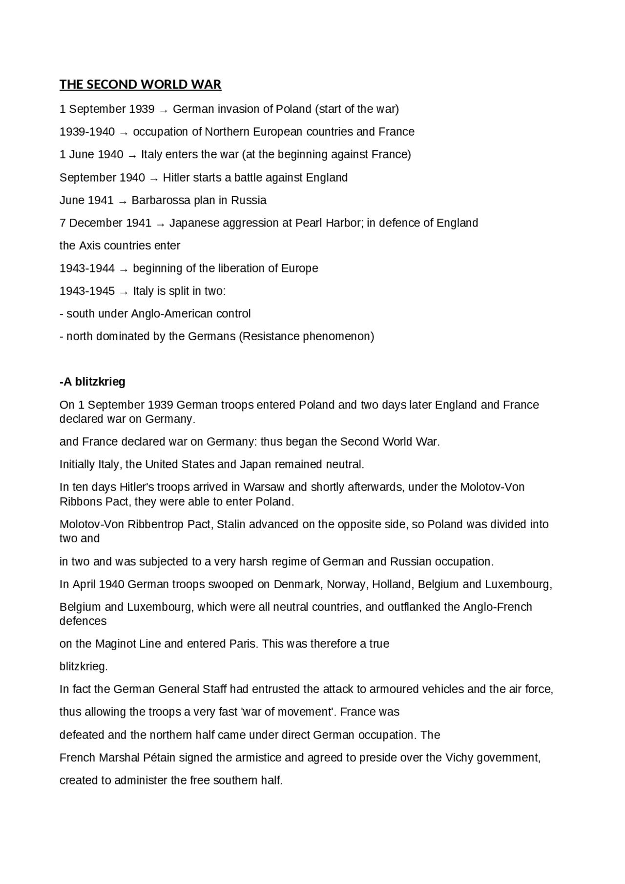 WORLD WAR II FULL SUMMARY - Docsity