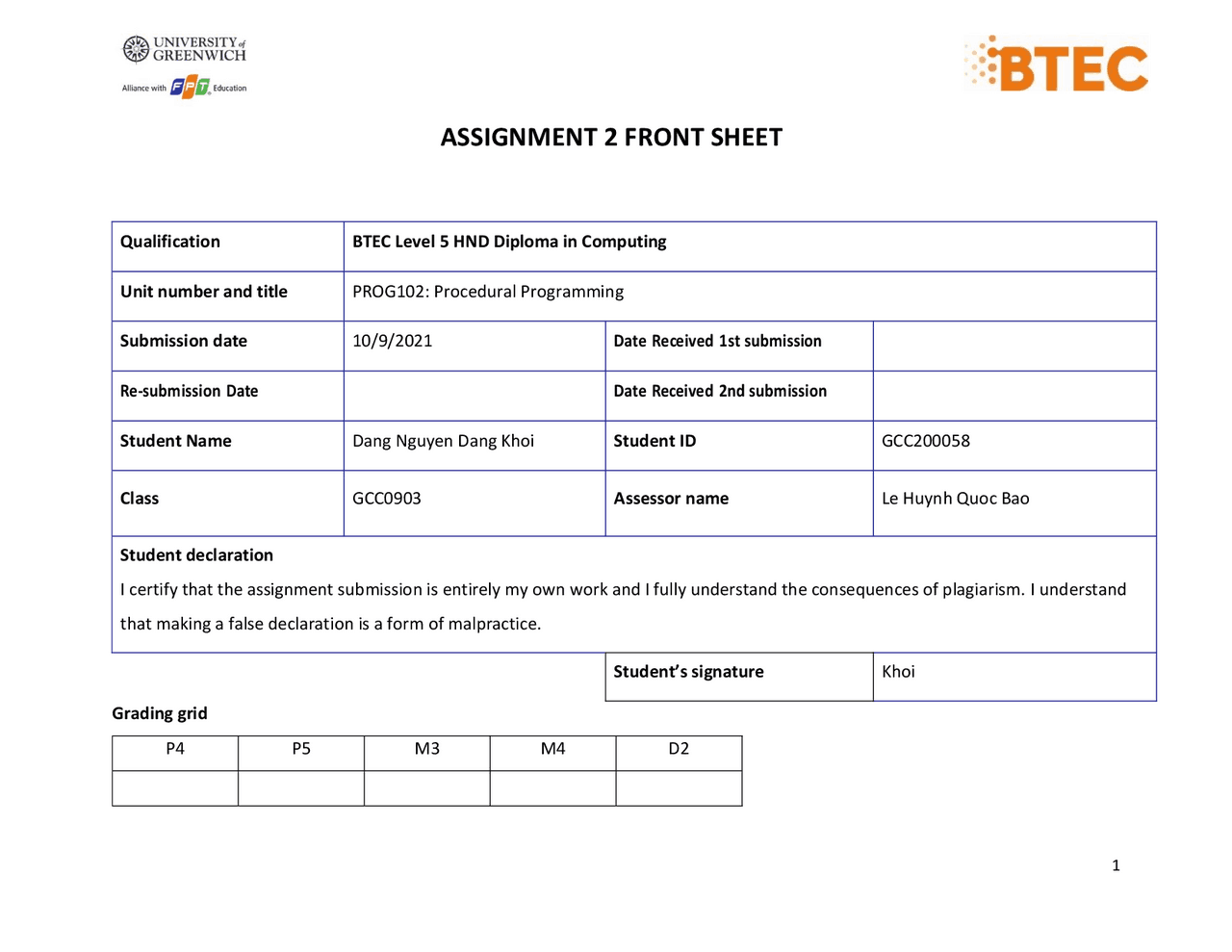 Procedure Programming (Pro102) ASM2 | Study Guides, Projects, Research Information Technology ...
