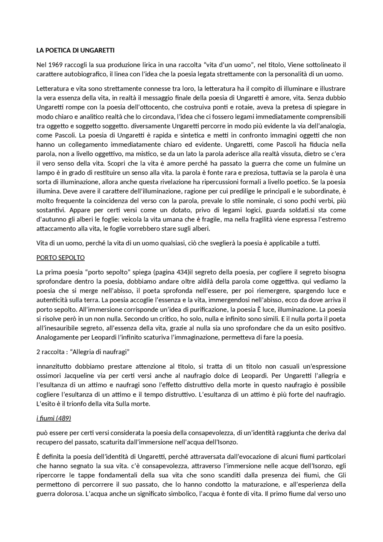 Appunti Ungaretti Montale E Quasimodo Docsity