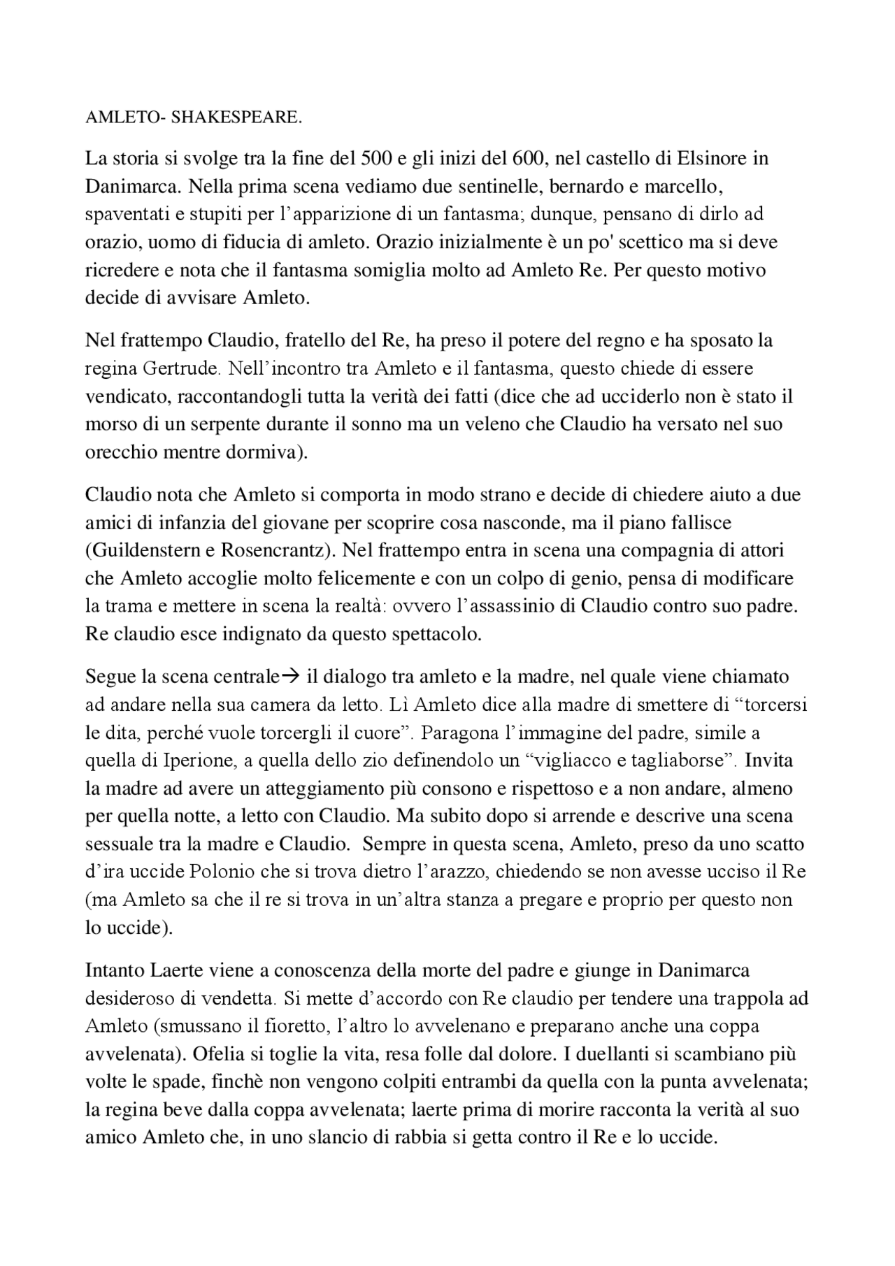 Trama Di Diversi Romanzi E Schemi Di Saggi Docsity
