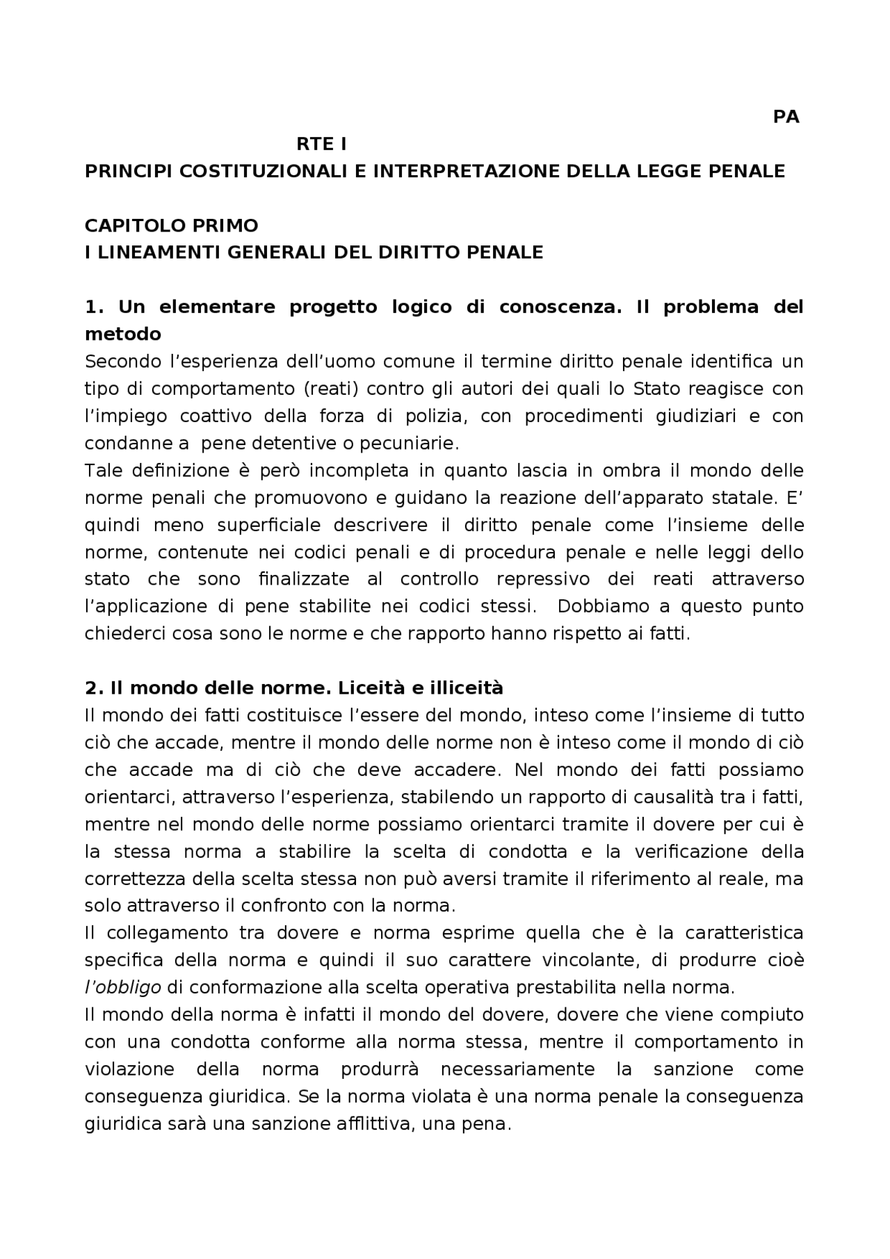 Diritto Penale 1 Parte Dispense Di Diritto Penale Docsity
