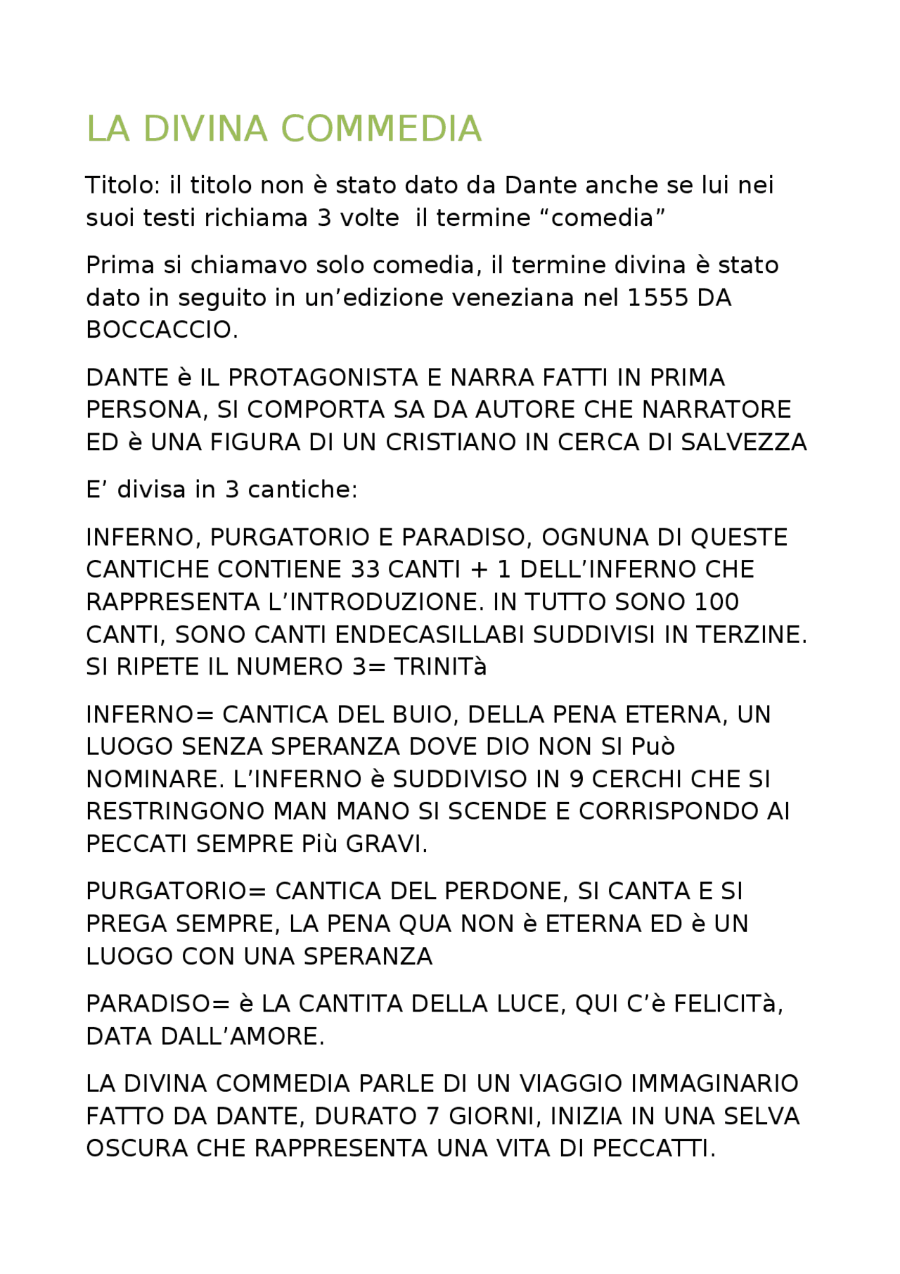Documento scritto in word sulla divina commedia - Docsity