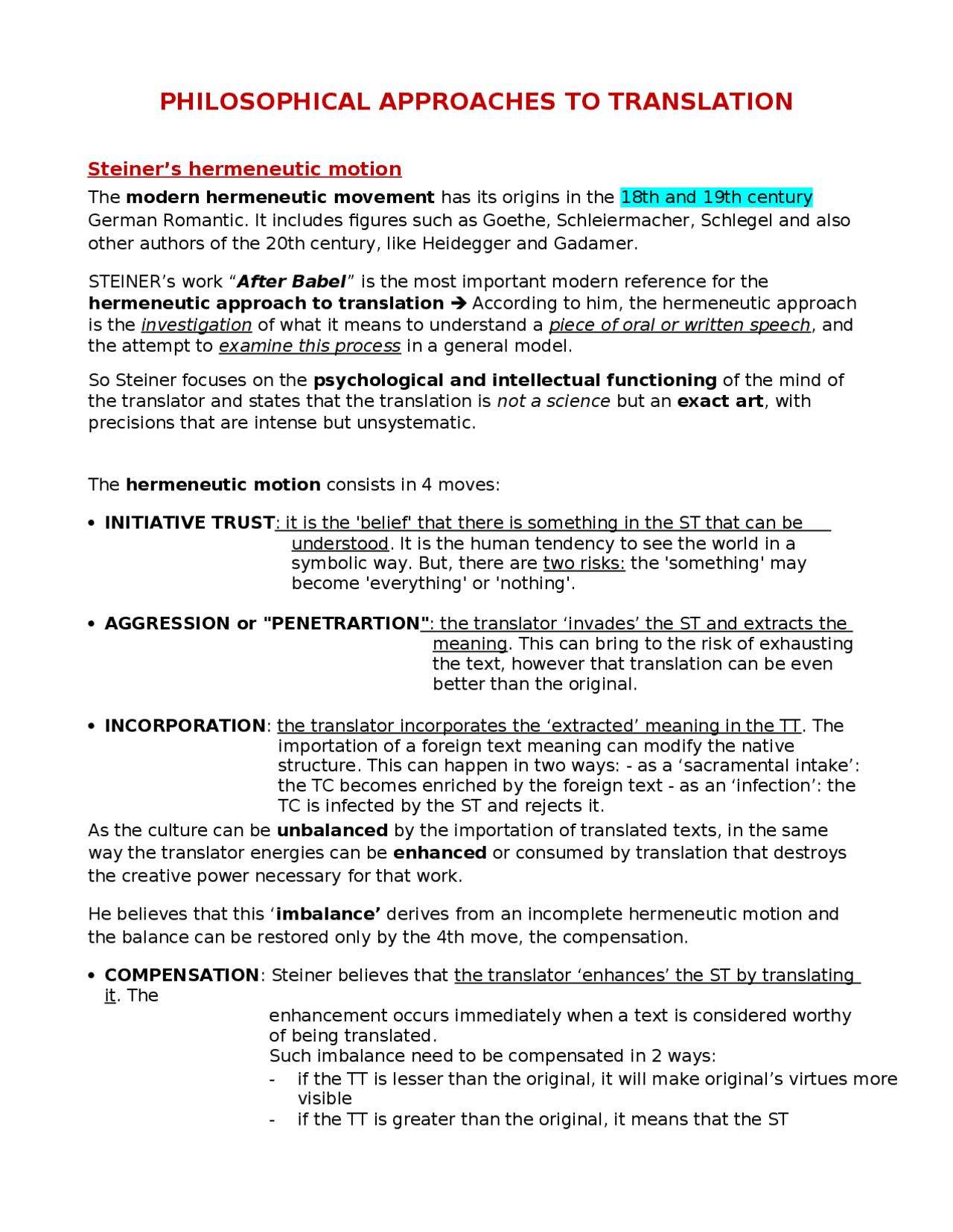 Capitolo 10: "Philosophical approaches to translation" - Docsity