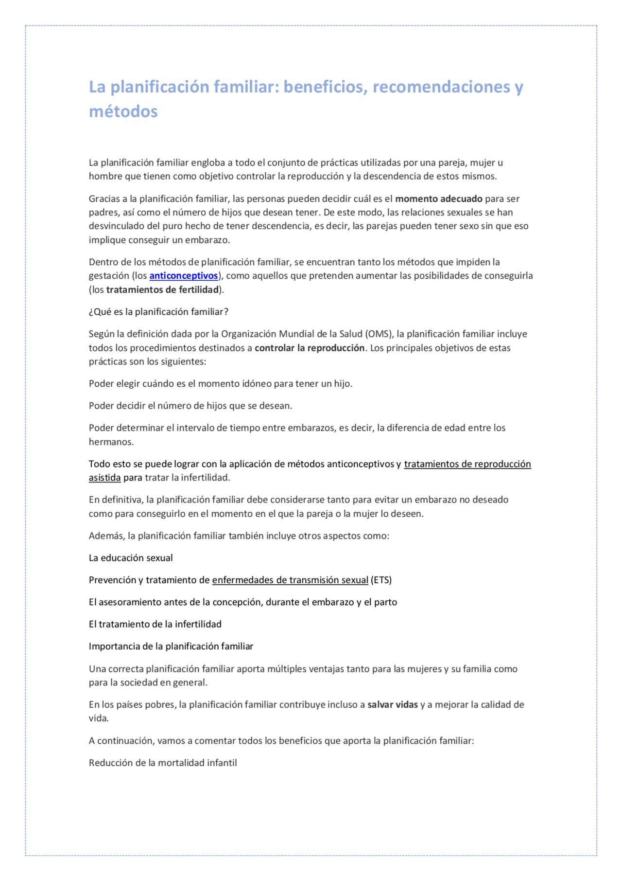 Planificación Familiar Docsity