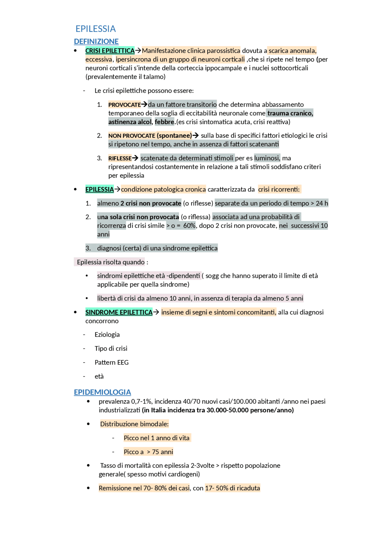 Epilessia Neurologia Appunti Di Neurologia Docsity