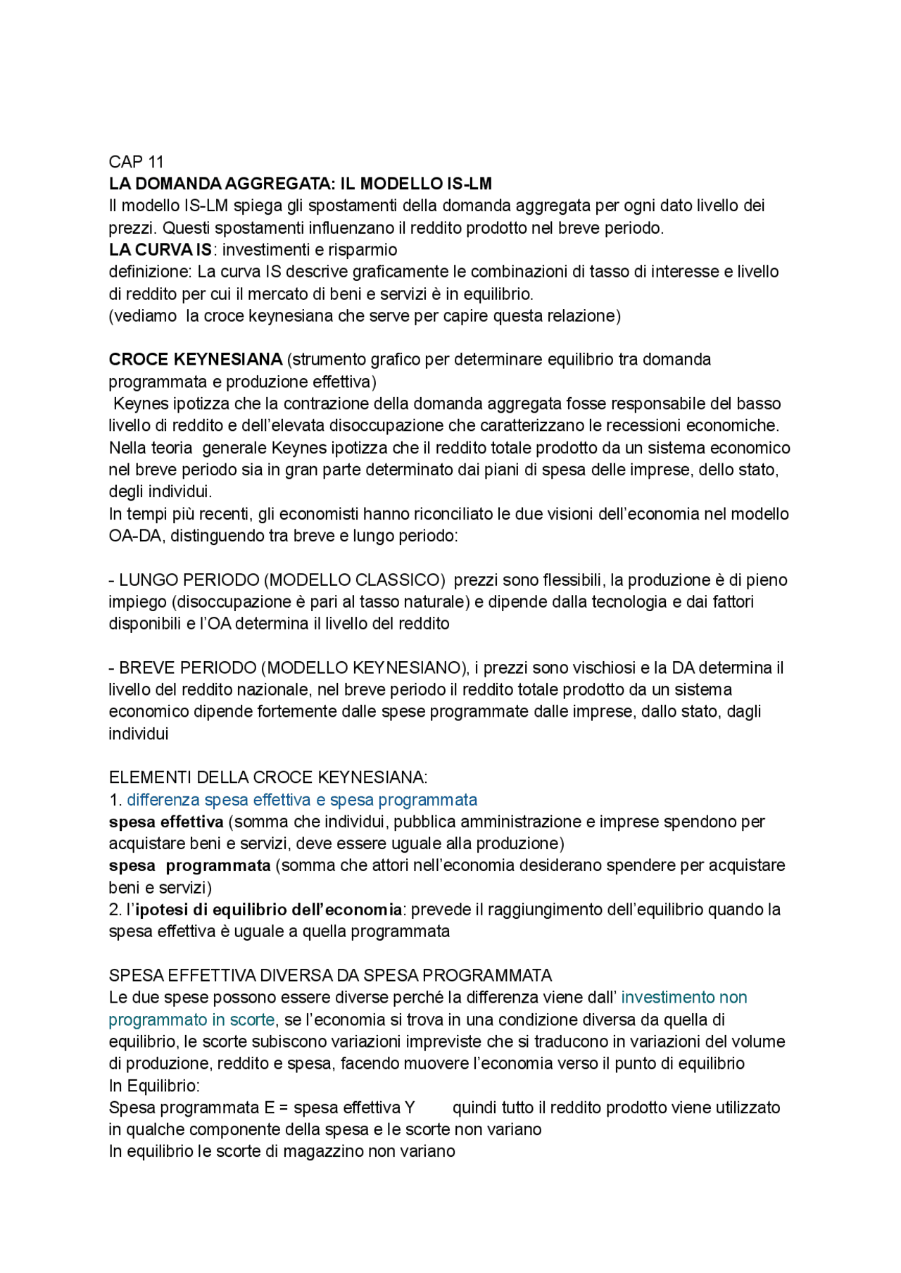 Appunti e schemi per secondo paziale macroeconomia massari - Docsity