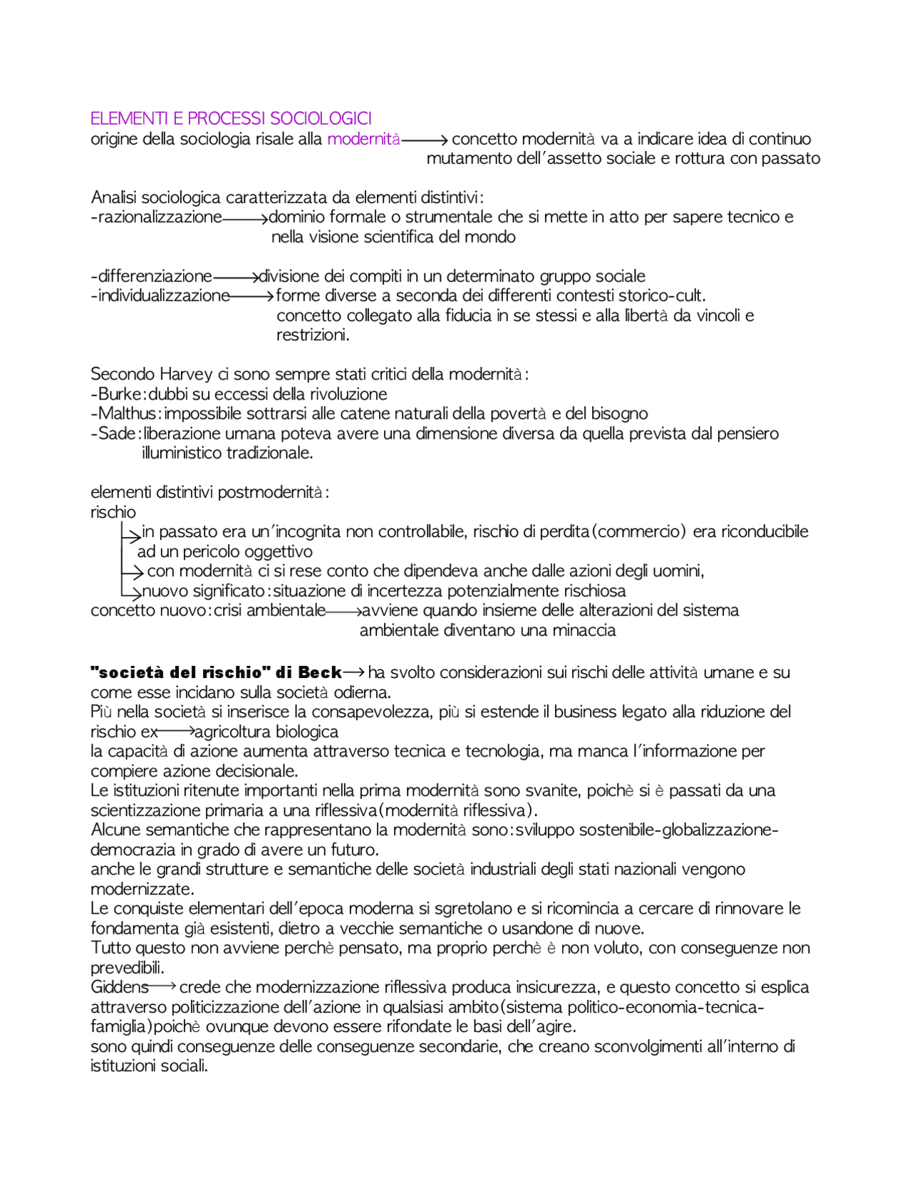 Riassunto Modernità E Sostenibilità Docsity