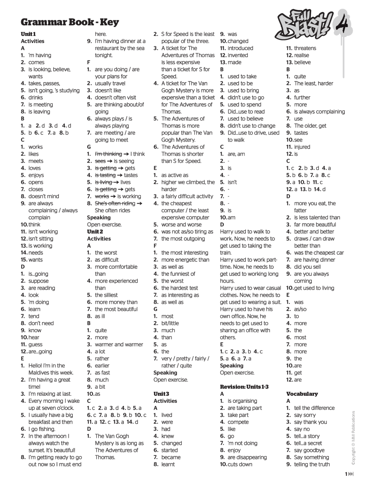 Full blast 3 grammar book key - Docsity