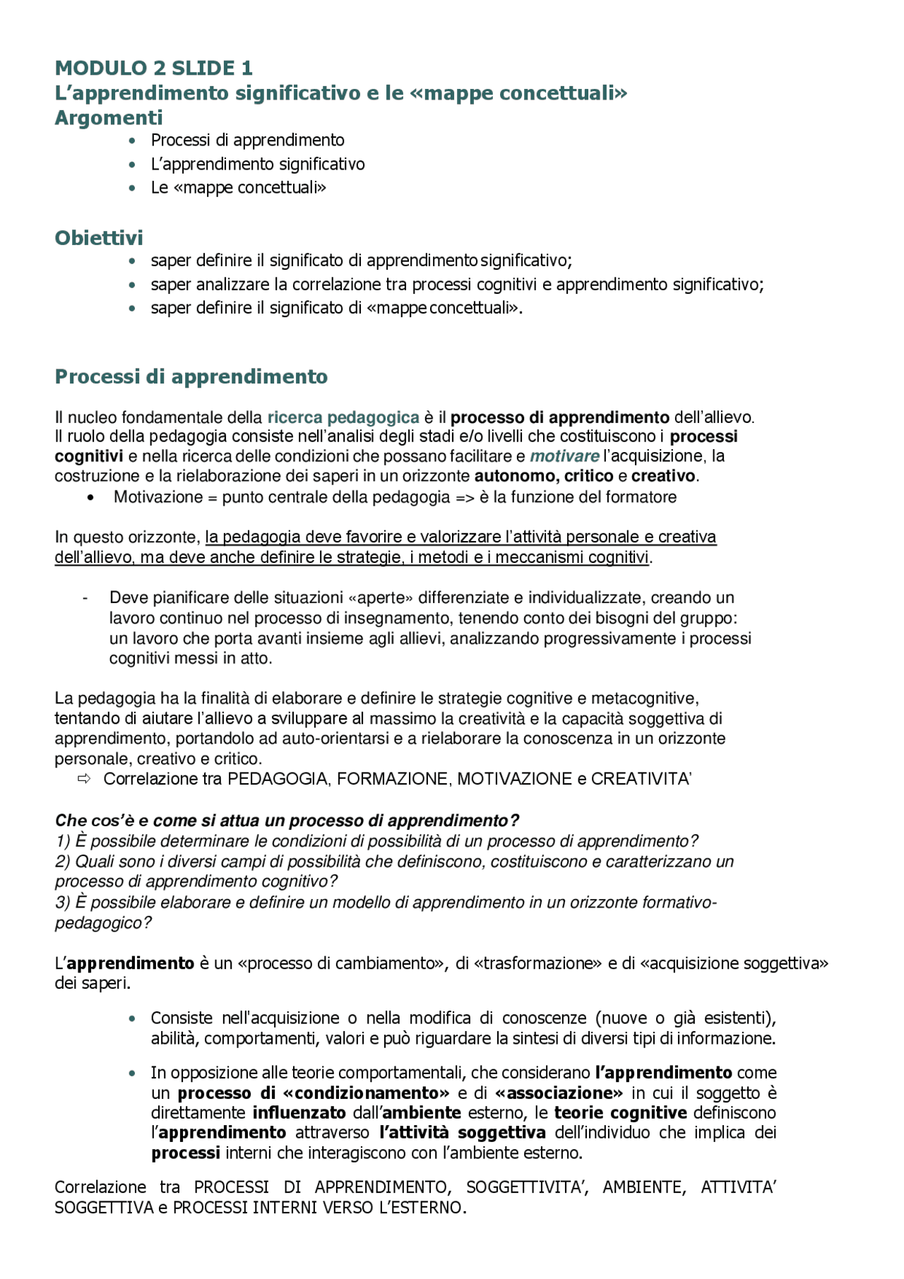 Appunti Pedagogia Generale Docsity