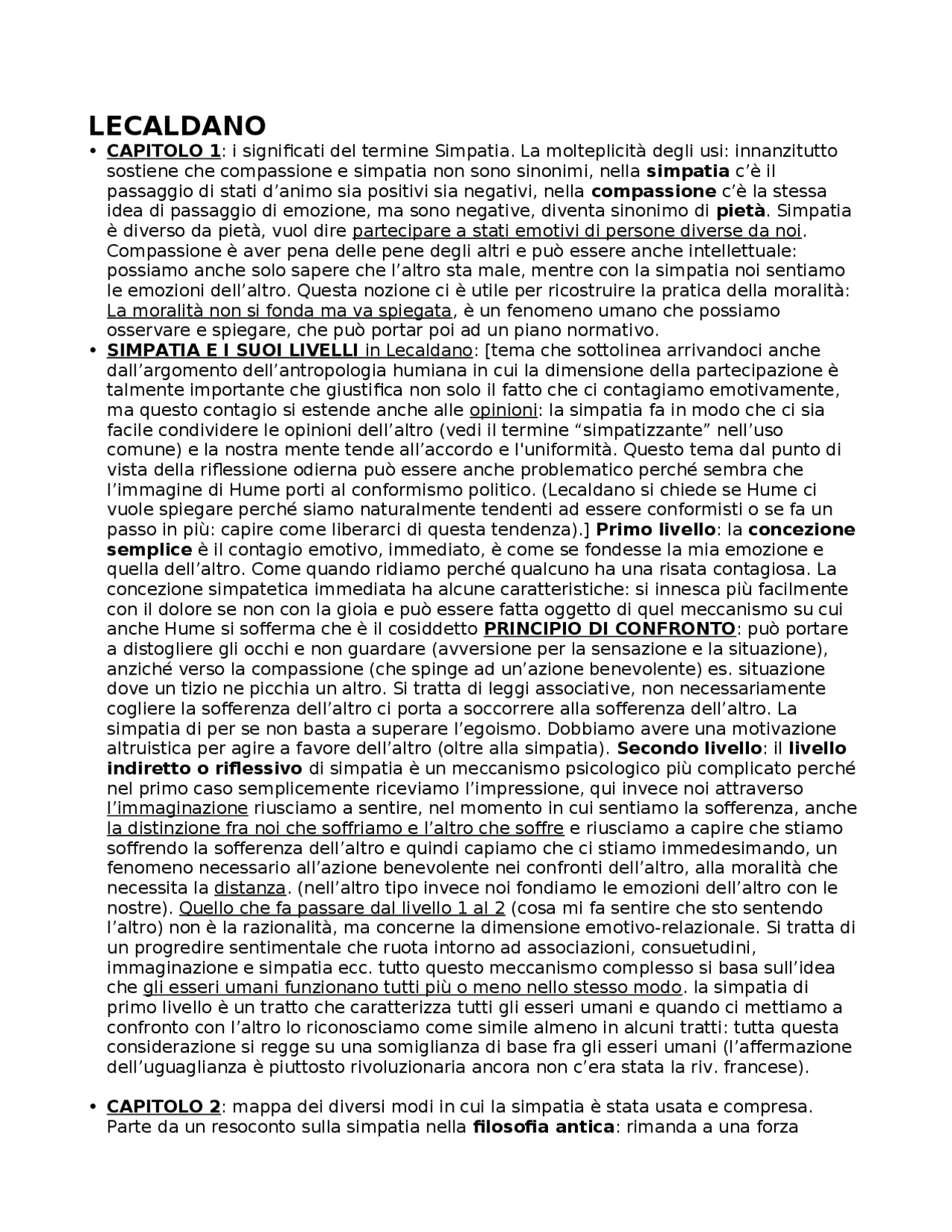 Lecaldano Simpatia Riassunto Docsity