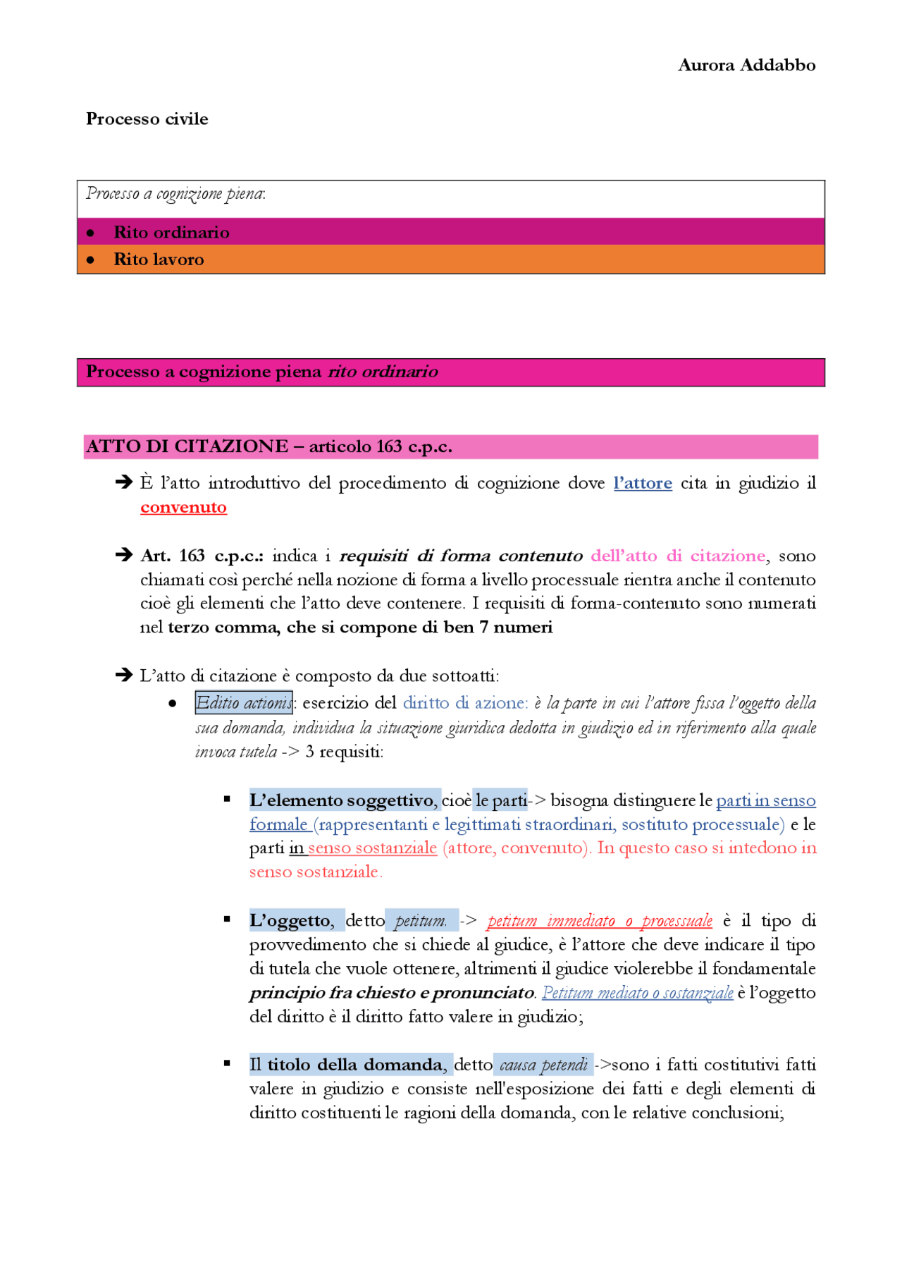 Schema Del Processo Civile Docsity