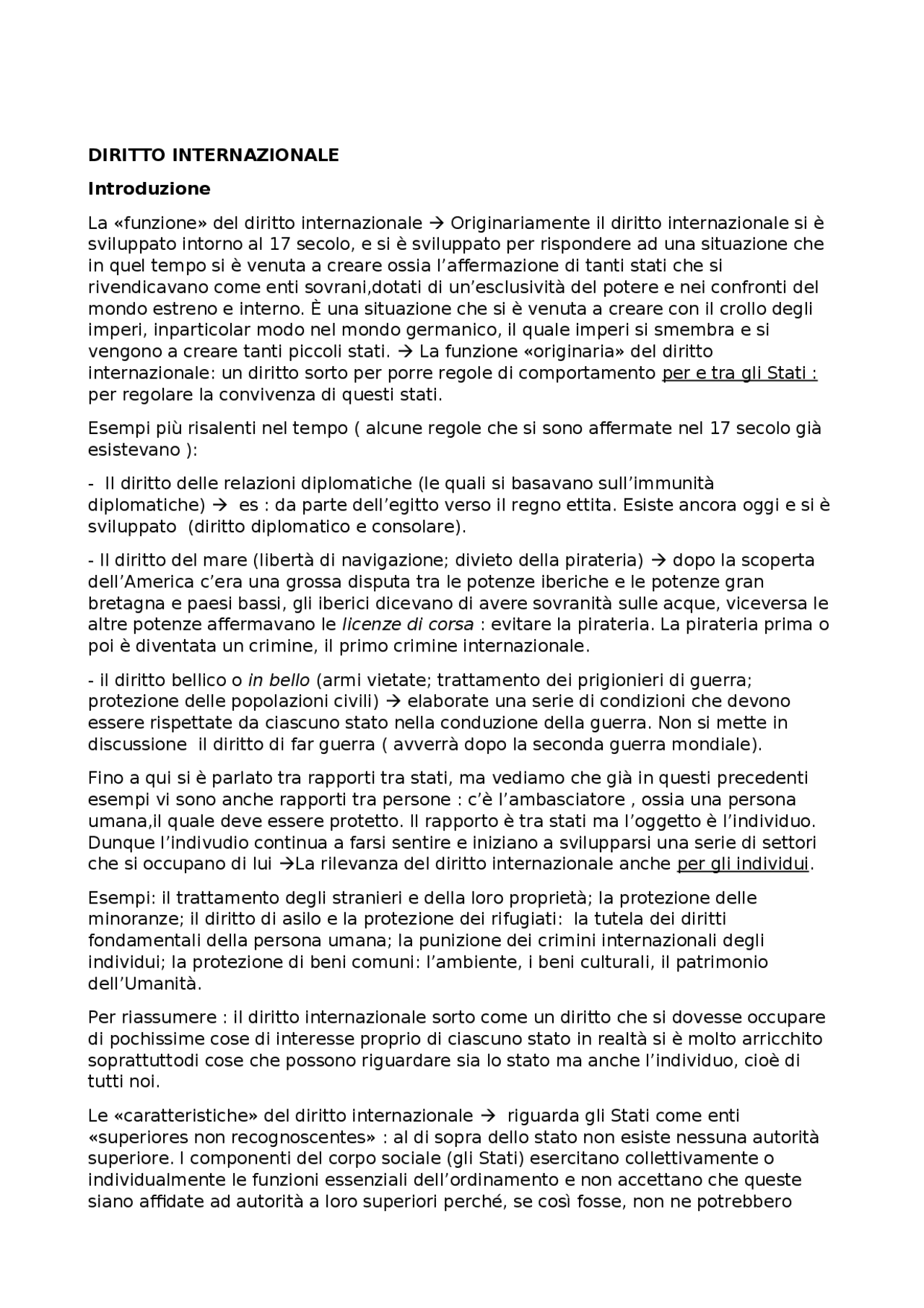 Diritto Internazionale Docsity