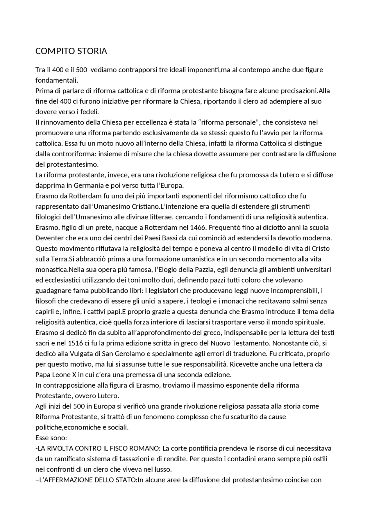 Erasmo E Lutero A Confronto Docsity