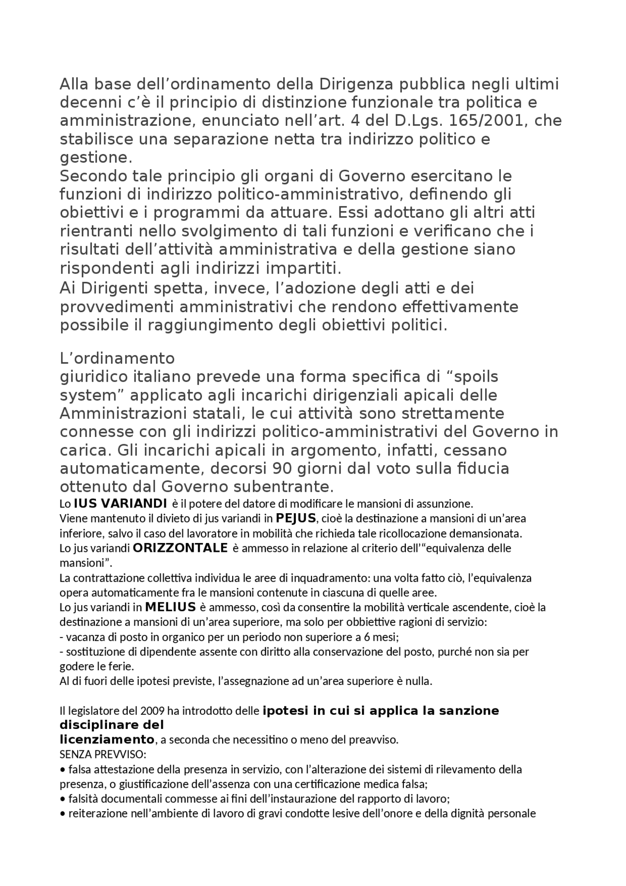 Riassunto Di Paragrafi Importanti Sulla Dirigenza Pubblica Docsity