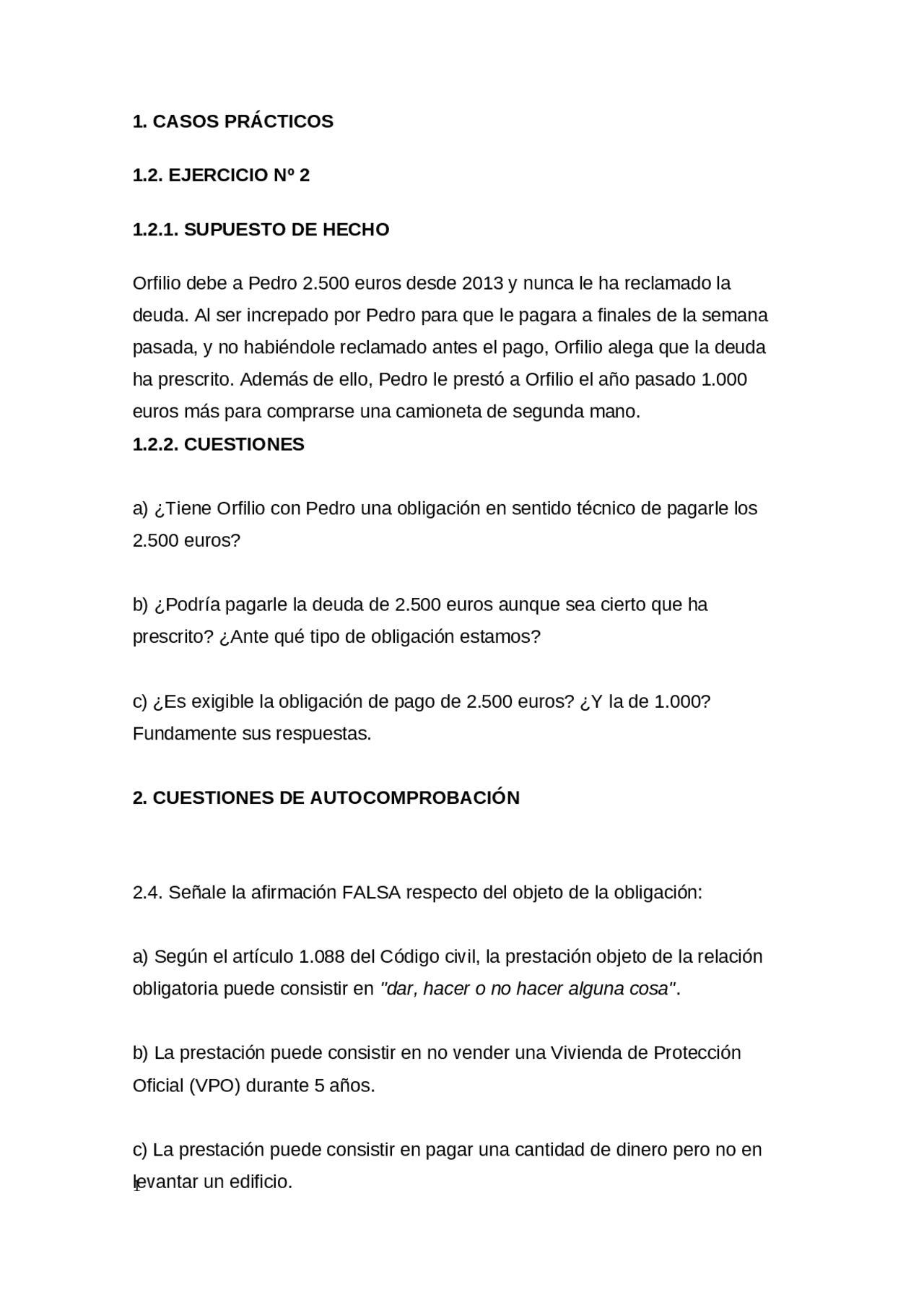 Fundamento De Derechos Ejercicios De Derecho Común Docsity