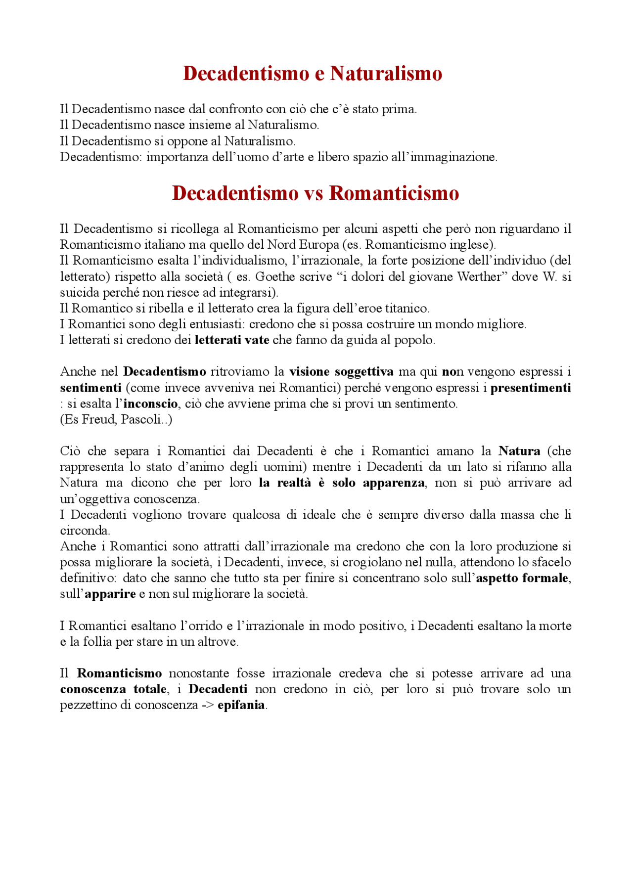 Decadentismo Simbolismo Docsity