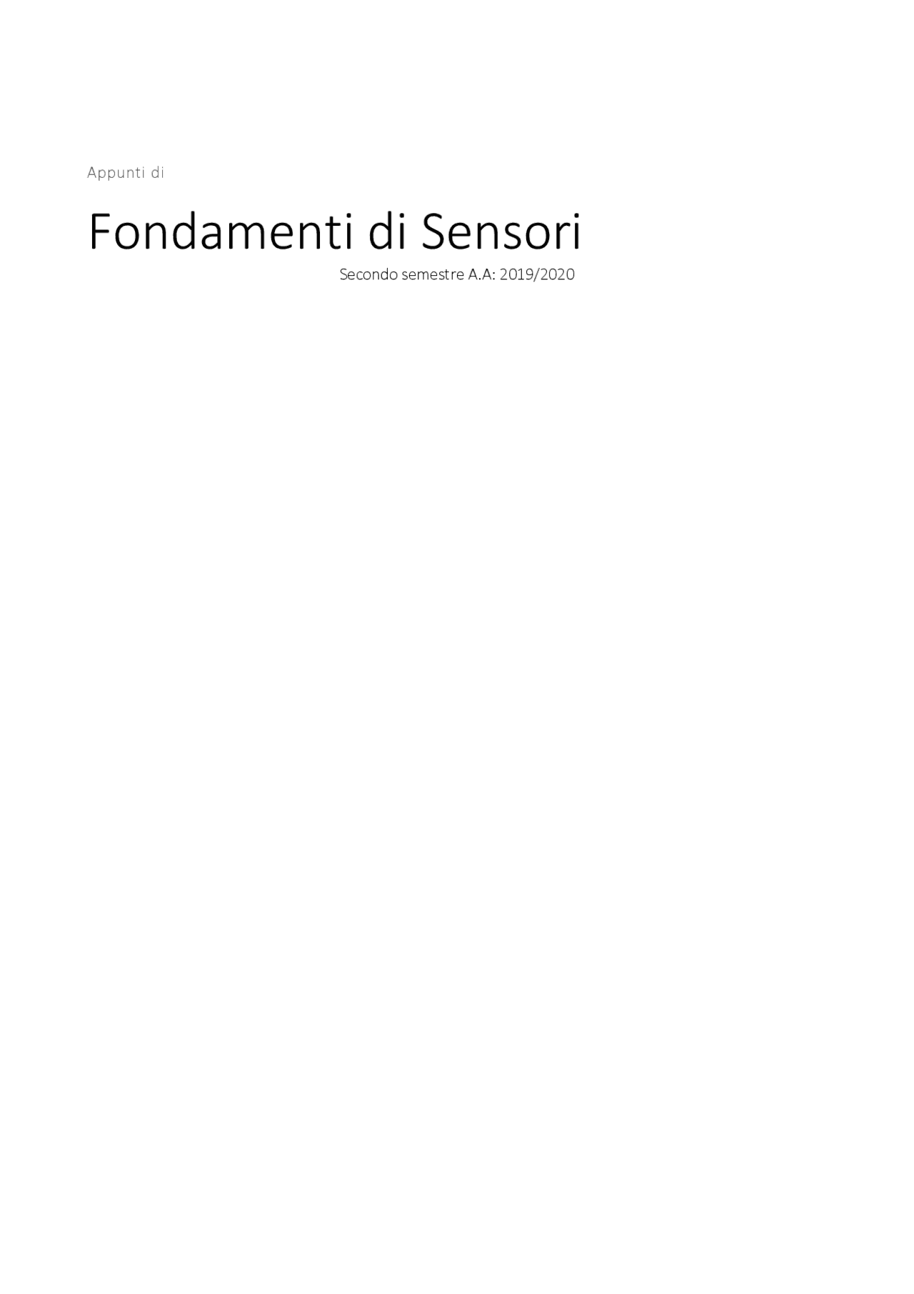 Appunti Fondamenti Di Sensori Appunti Di Sensori E Trasduttori Docsity