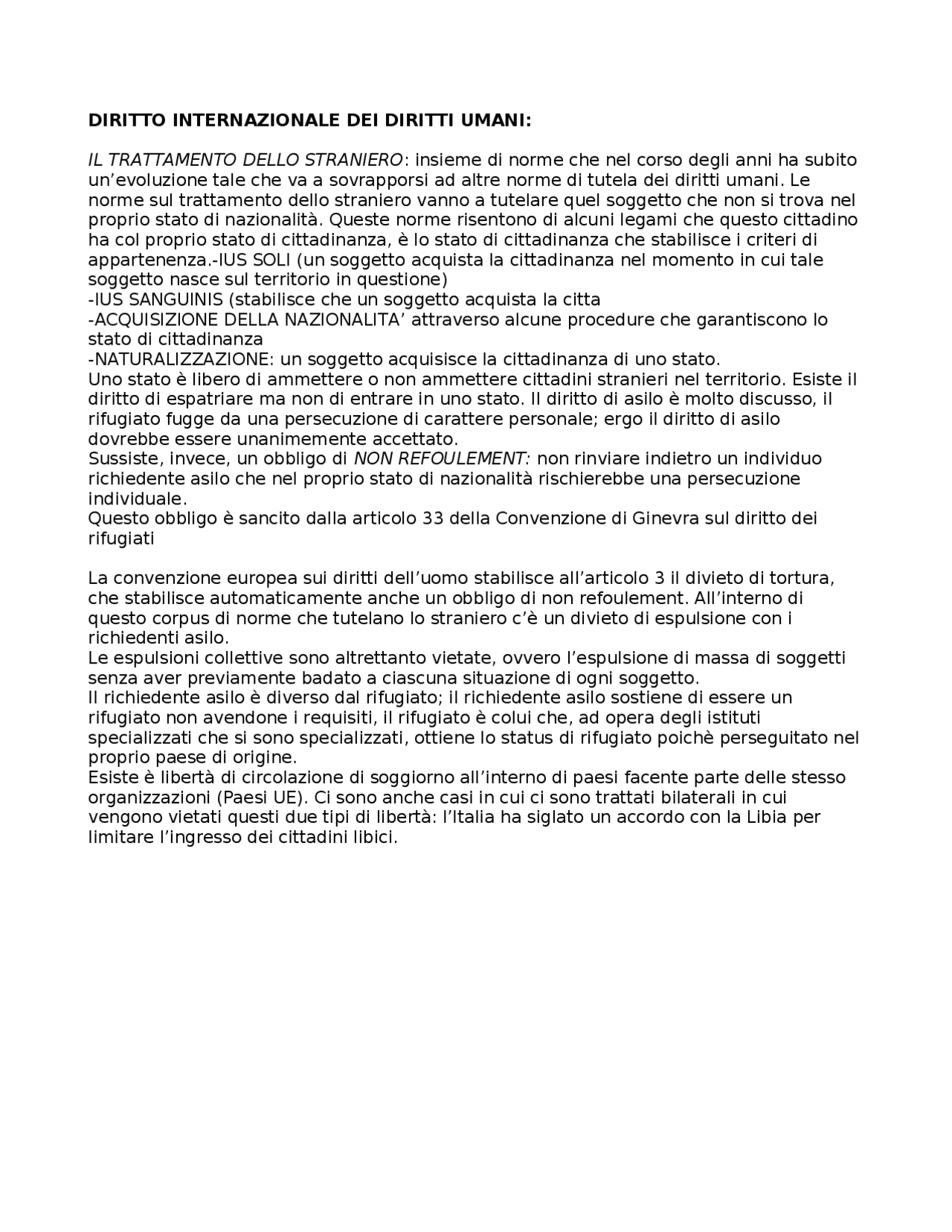 Diritto internazionale dei diritti umani - Docsity