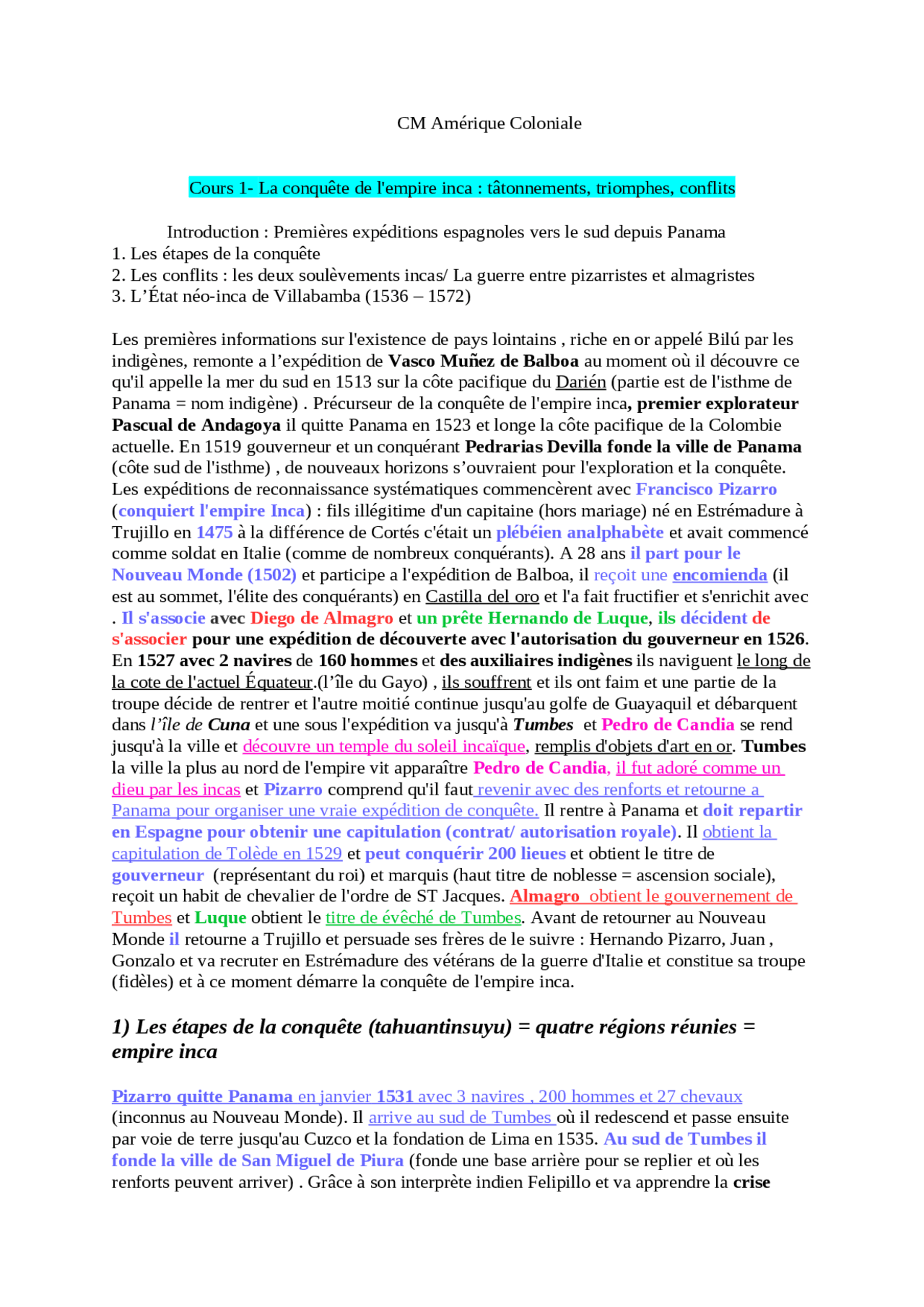 Civilisation De Lespagne Coloniale Notes Histoire Docsity