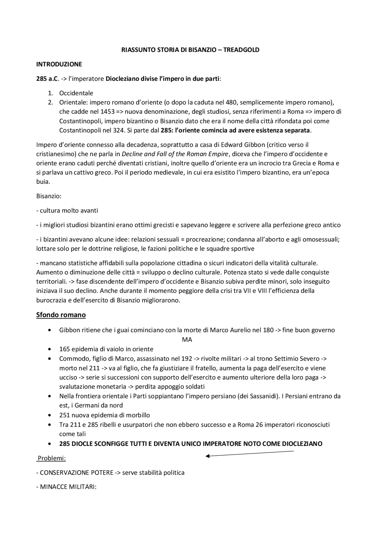 Storia di Bisanzio - Warren Treadgold - Docsity