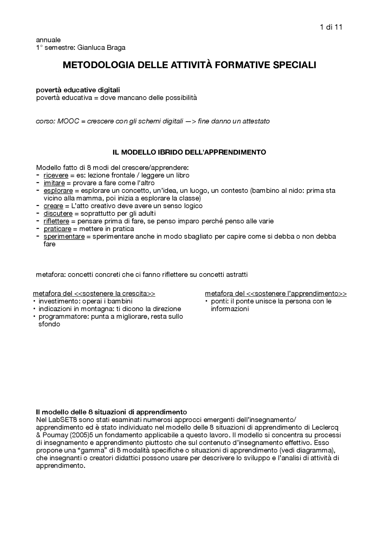 Metodologie Delle Attività Formative Speciali Docsity