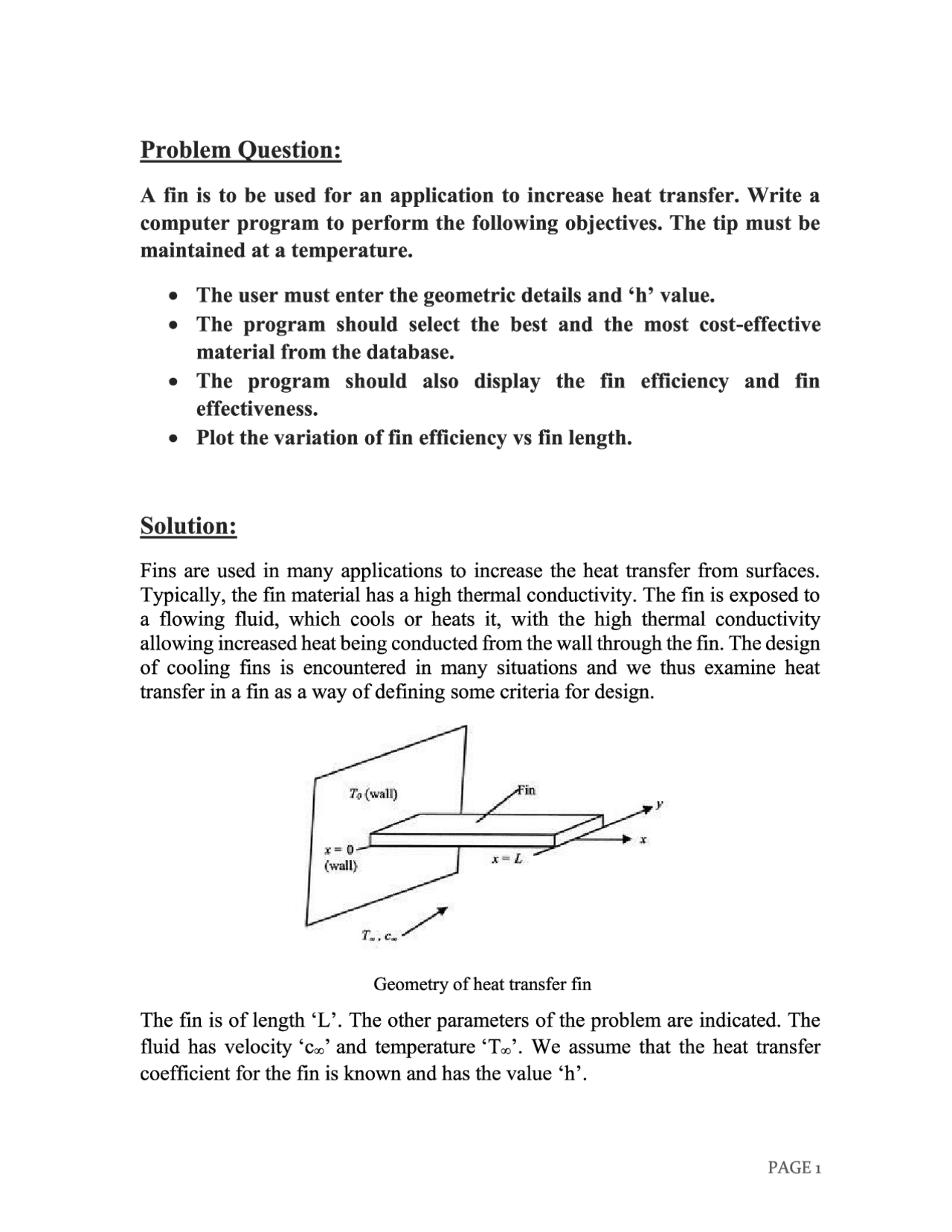Heat Transfer of a fin - Docsity