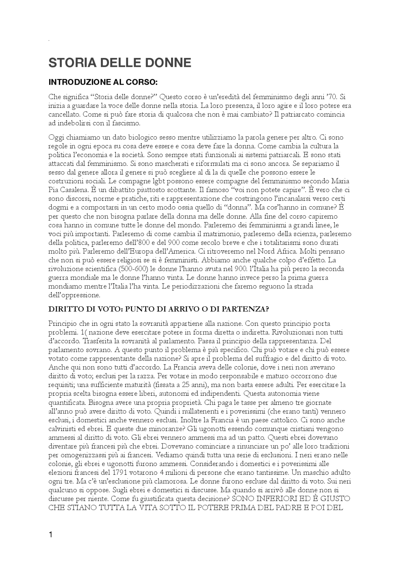 Appunti Storia Delle Donne Docsity