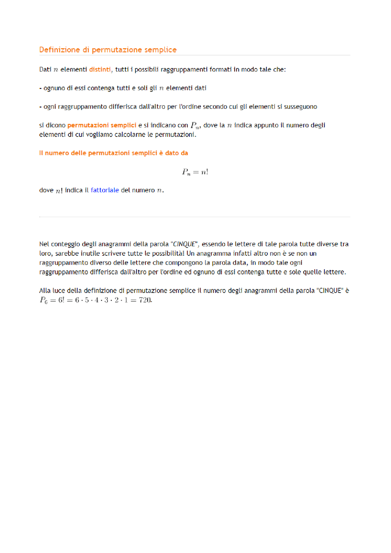 Calcolo Combinatorio Sintesi Del Corso Di Matematica Generale Docsity