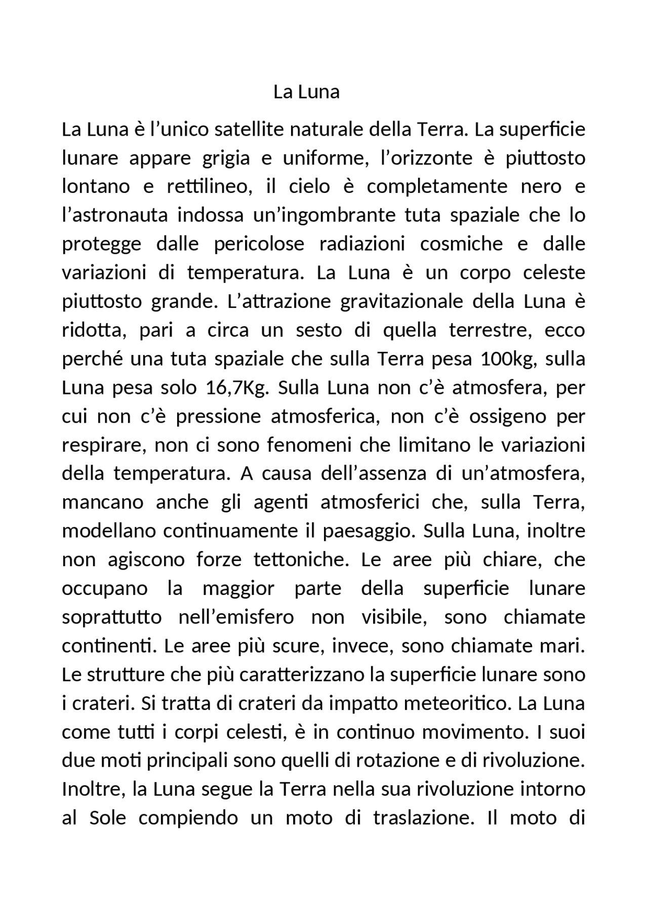 Riassunto della luna - Docsity