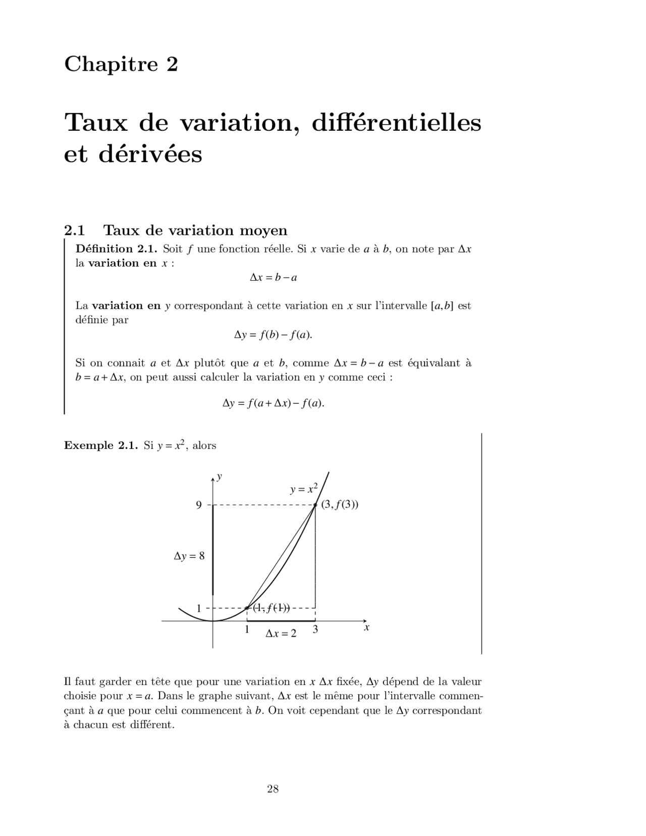 Taux de variation, differentielles et derivees - Docsity