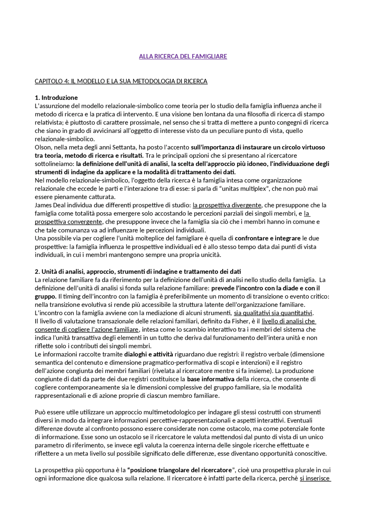 Alla Ricerca Del Famigliare Docsity