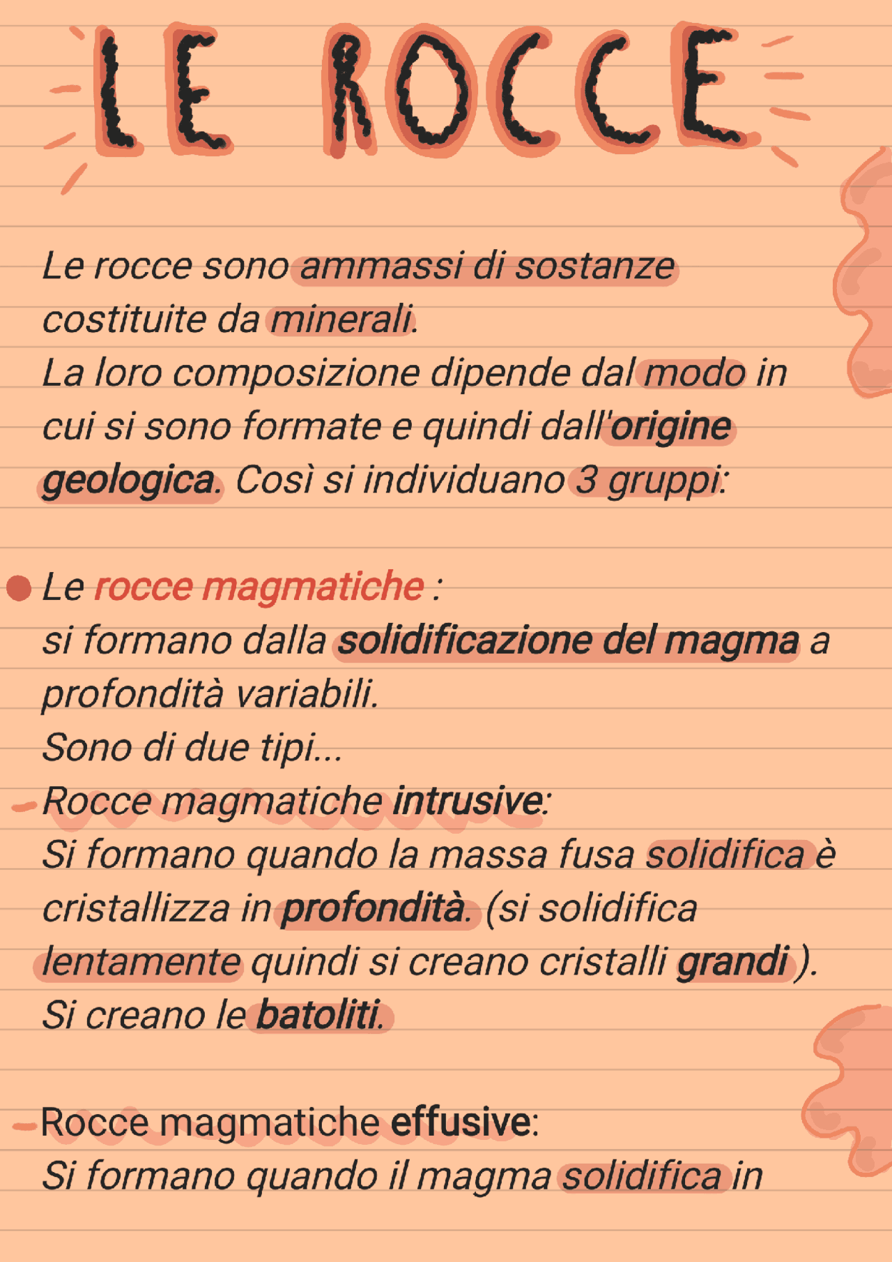 Le rocce magmatiche, sedimentarie e metamorfiche - Docsity