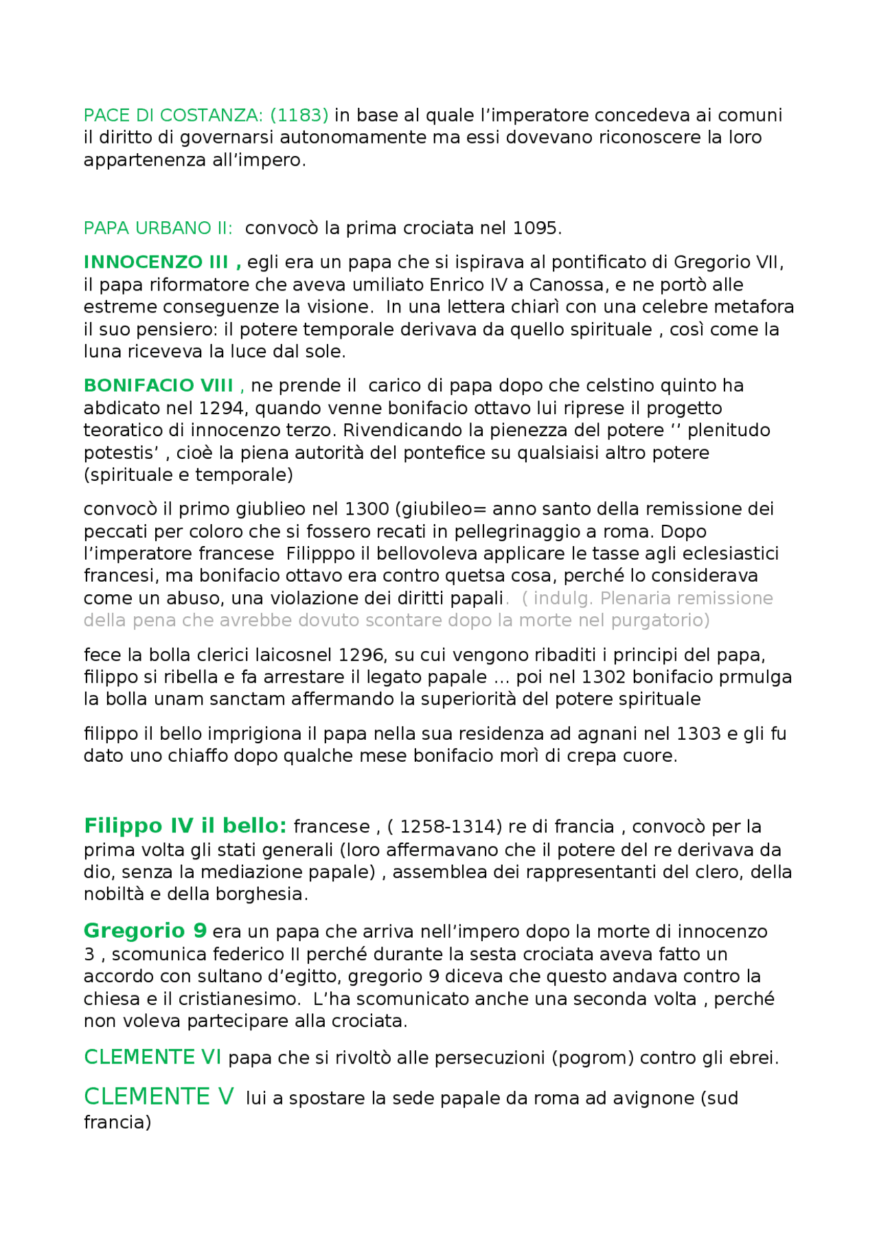 Crisi del papato, la pace di costanza, crisi demografica, bonifacio ...