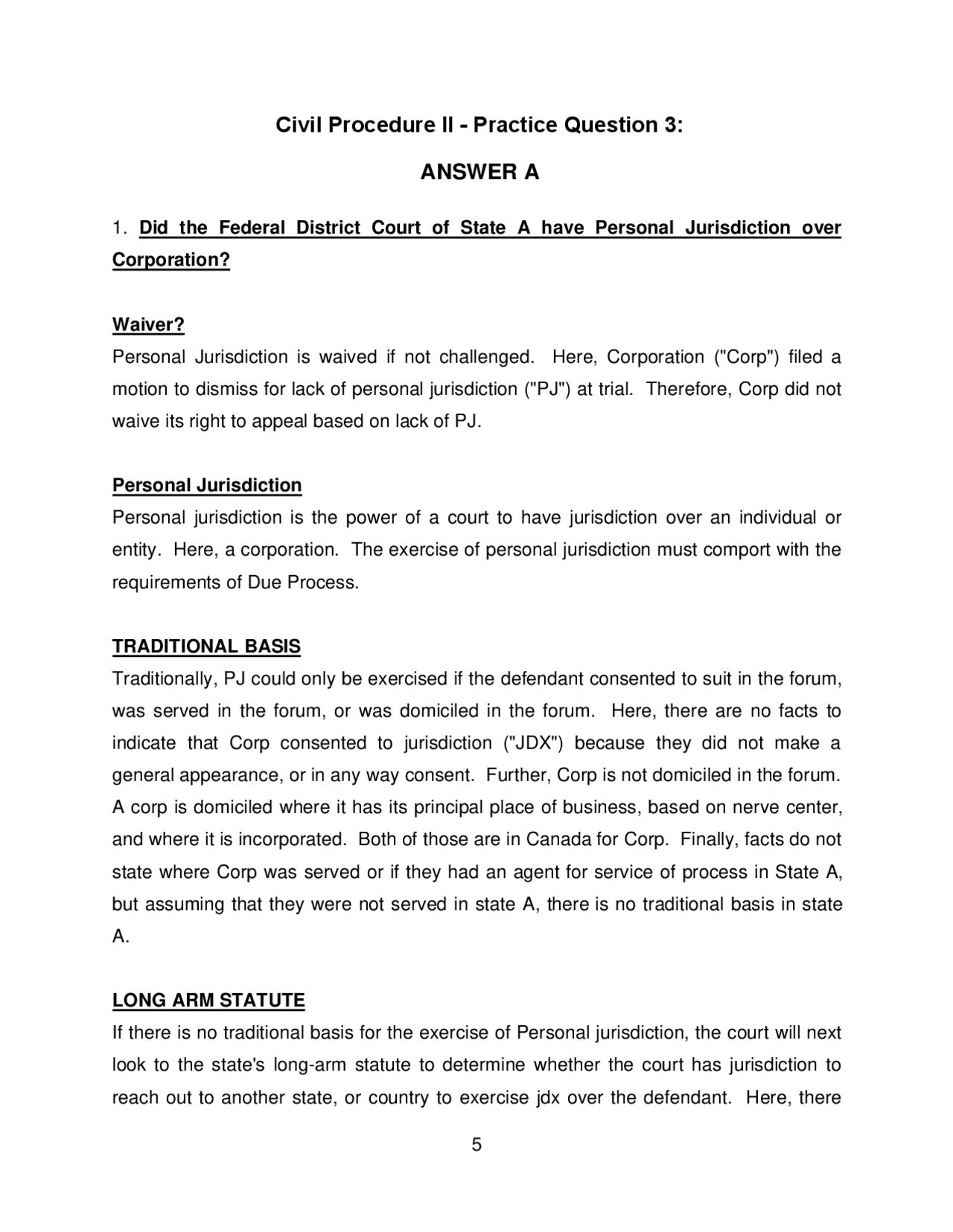 Civil Procedure Ii Practice Question 3 Docsity