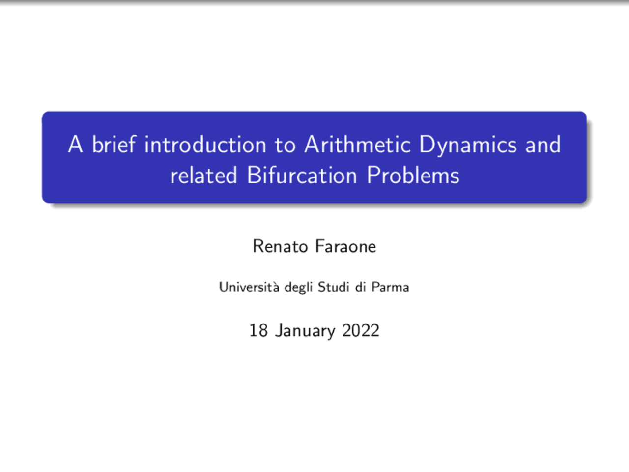A brief introduction to Arithmetic Dynamics and related Bifurcation ...