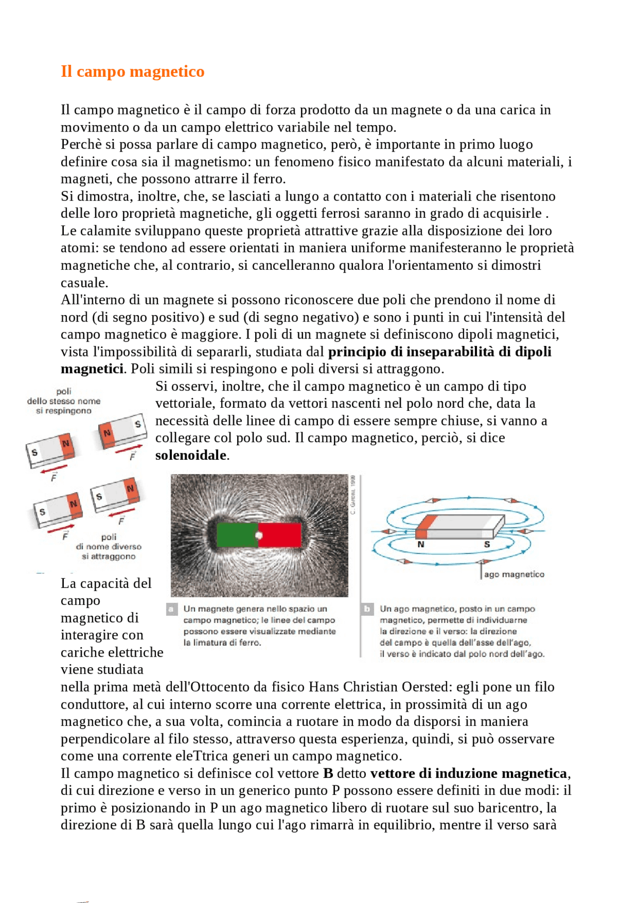 Il Campo Magnetico Con Formule Docsity