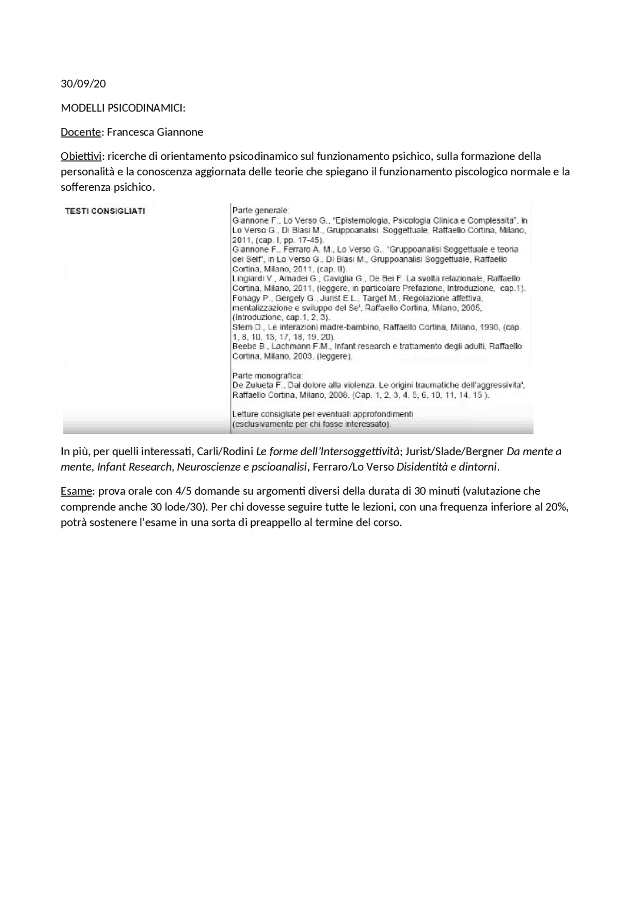 Appunti Modelli Psicodinamici Dello Sviluppo Docsity