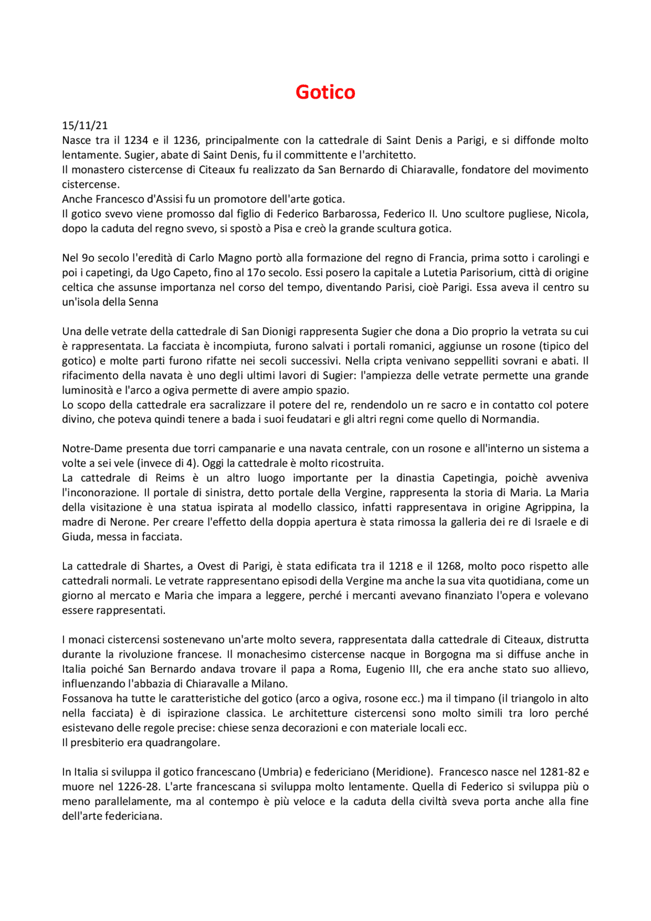 Gotico Appunti Completi Docsity