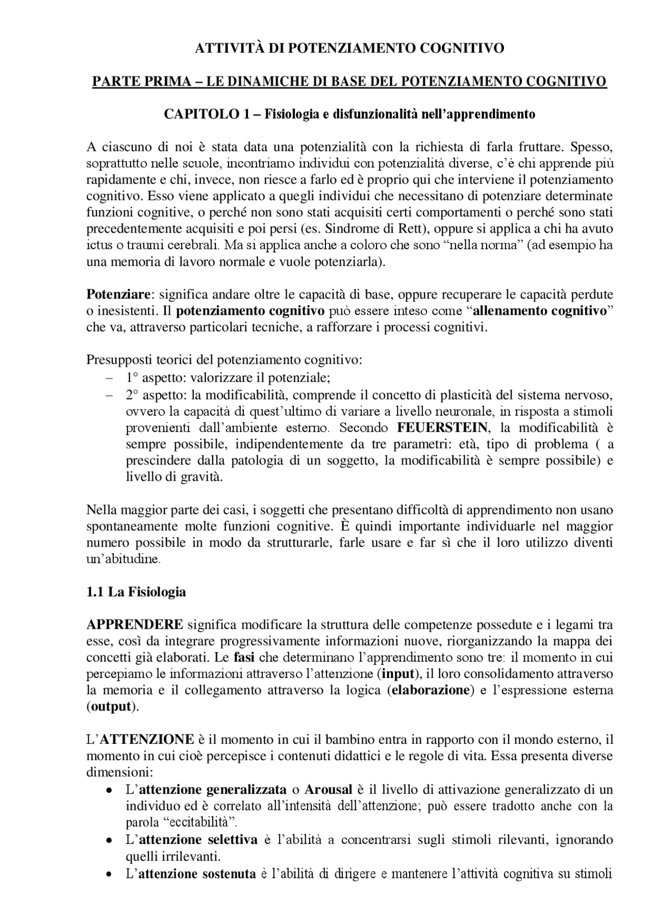 Attività Di Potenziamento Cognitivo Vol 1 Docsity