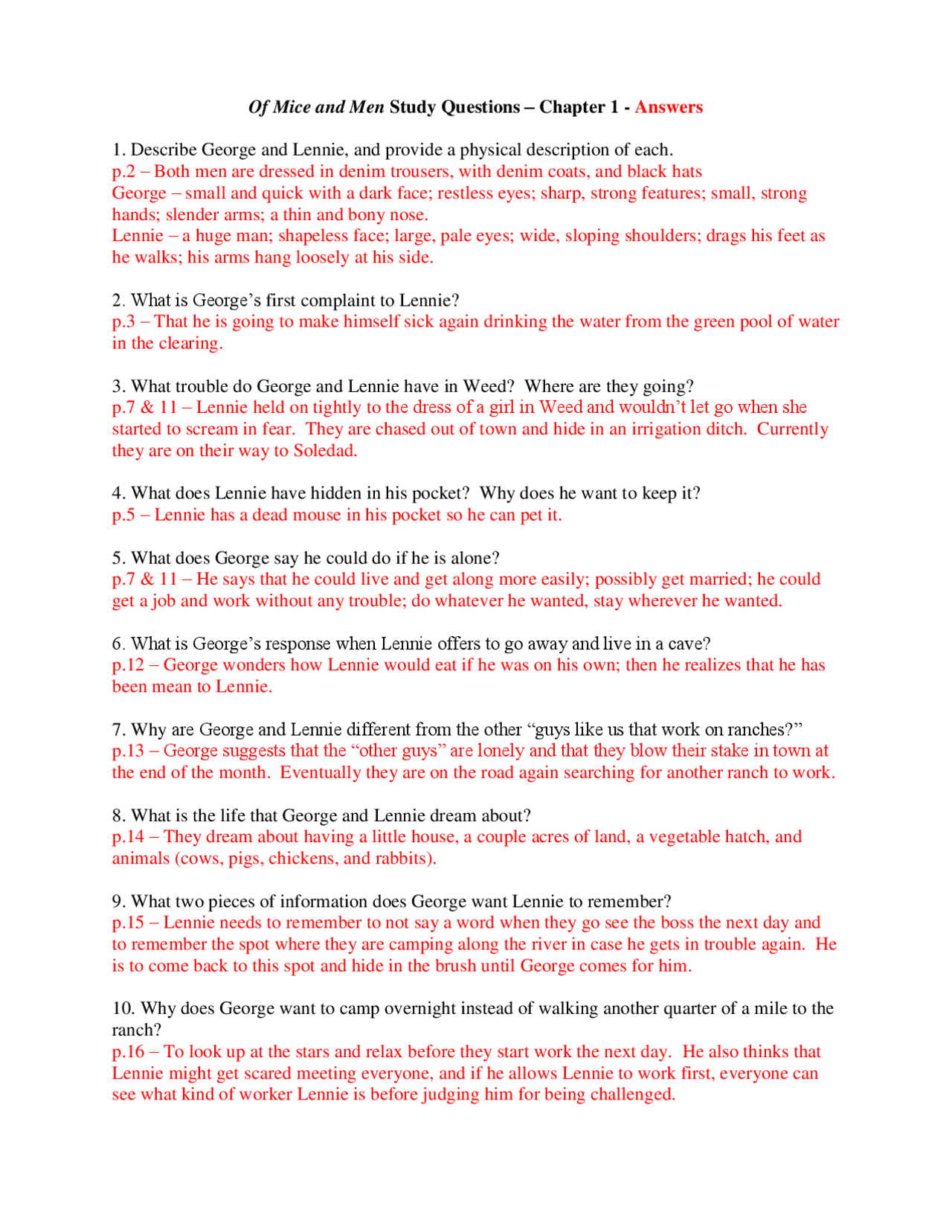 Study Questions – Chapter 1 | Exercises Literature | Docsity