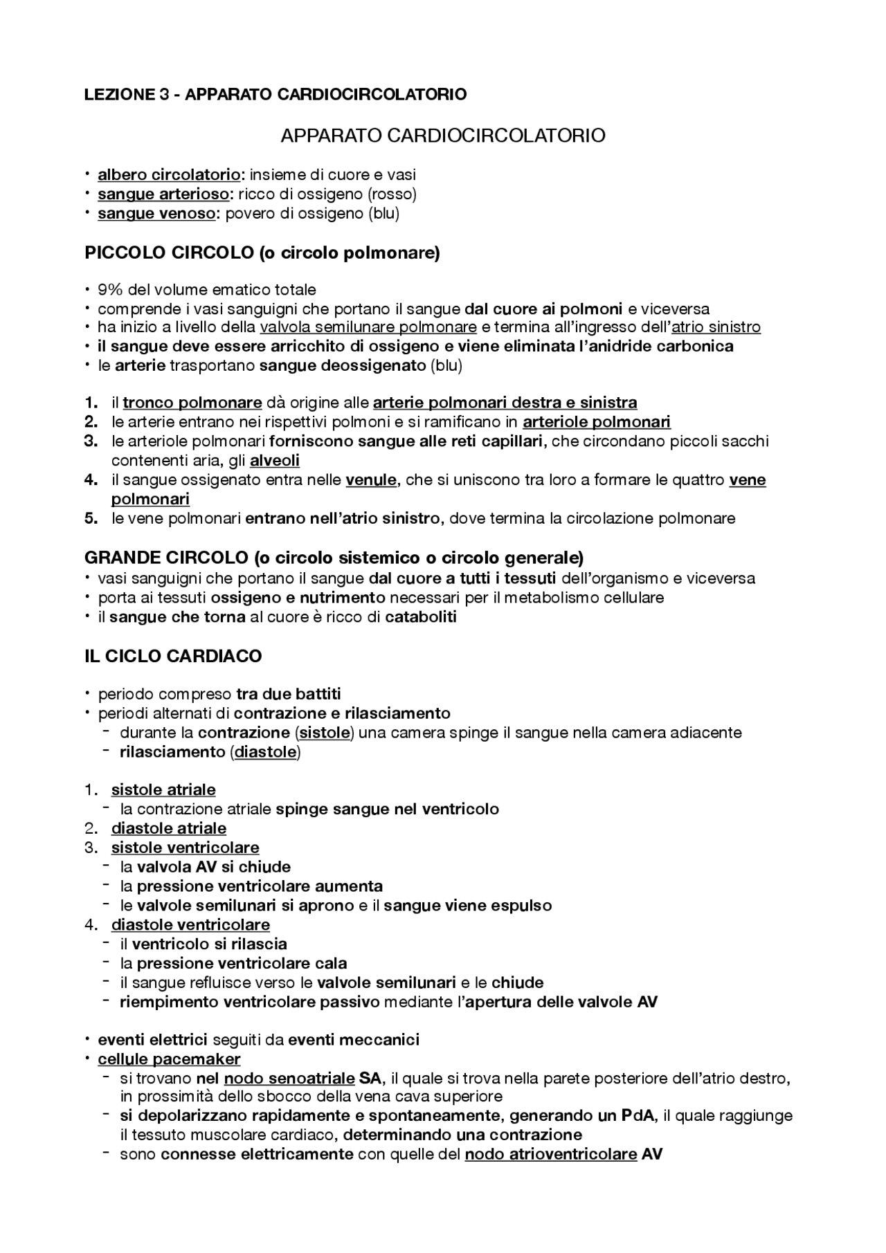 Apparato Cardiocircolatorio Docsity