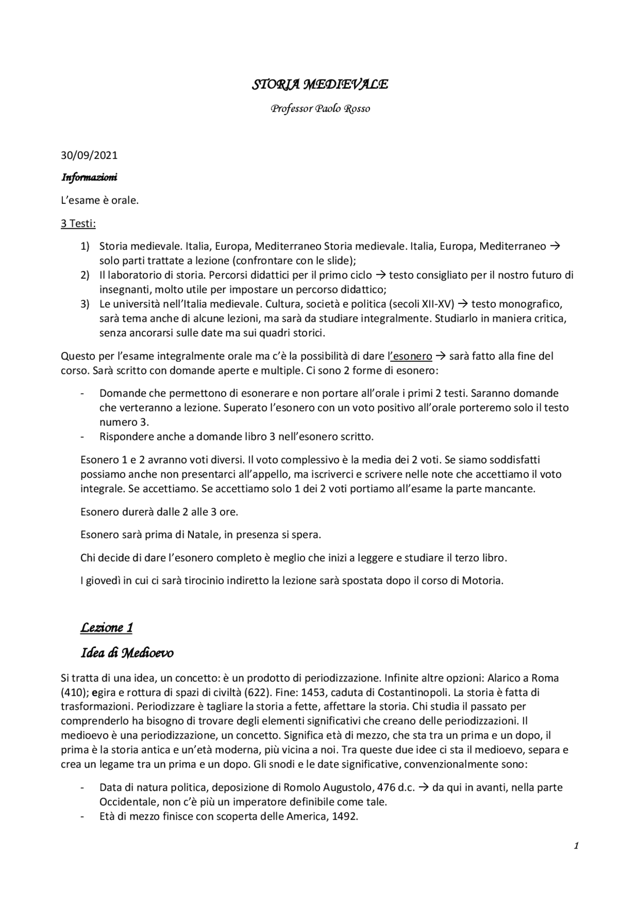 Appunti Di Storia Medievale Docsity