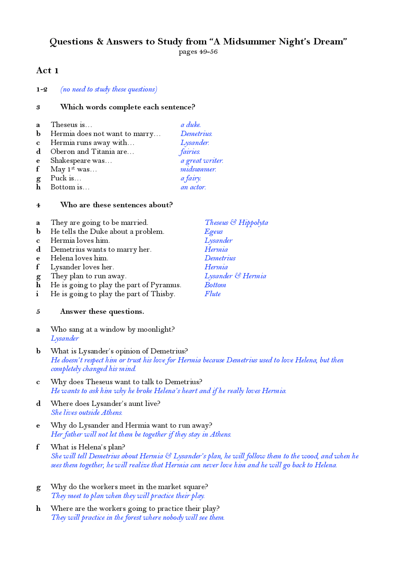 A Midsummer Night’s Dream - Docsity