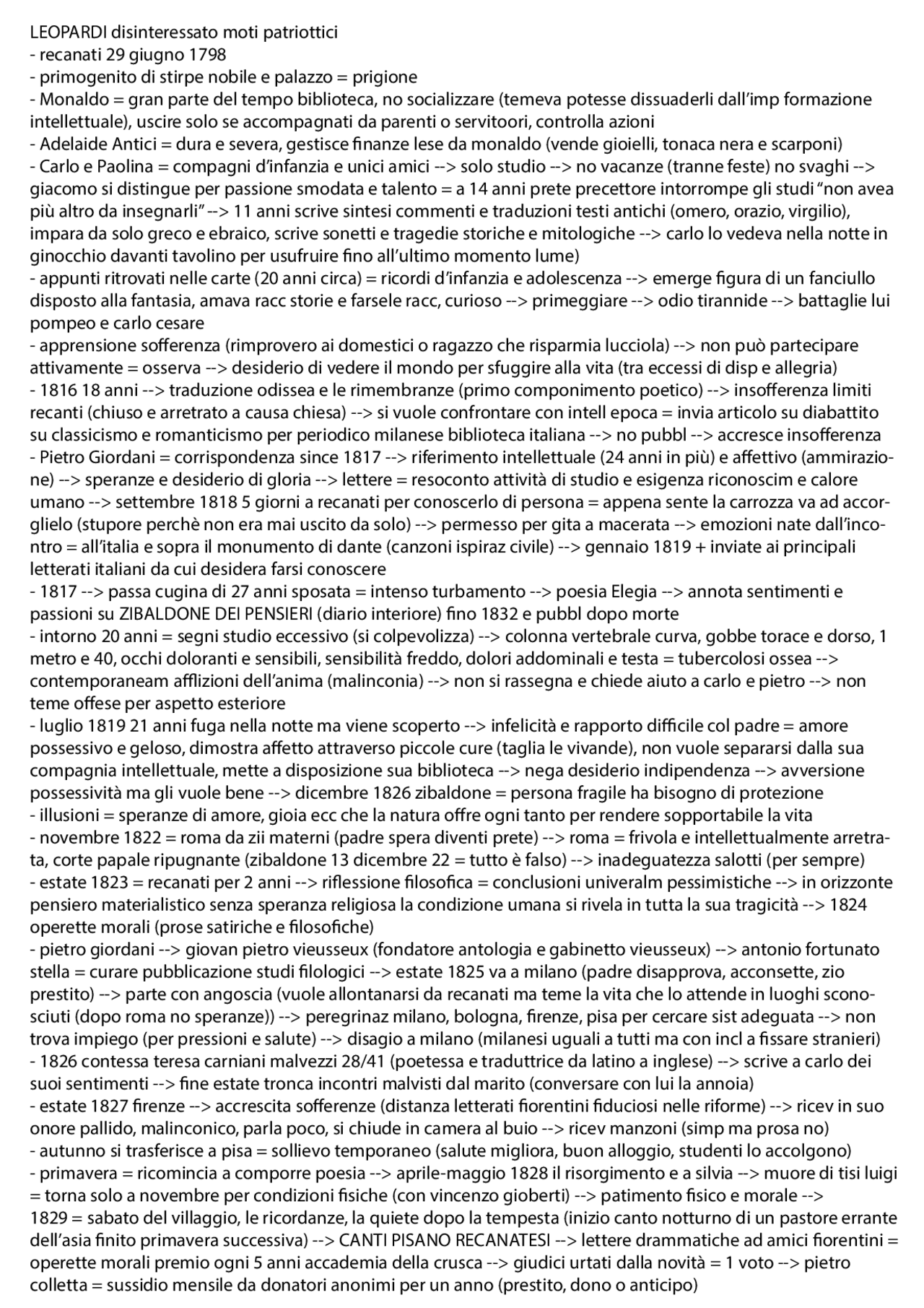 Vita Opere E Analisi Leopardi Docsity