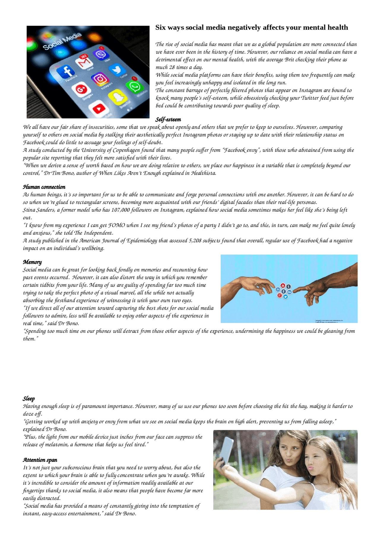 ILE 303 Social Media Reading Comprehension - Docsity