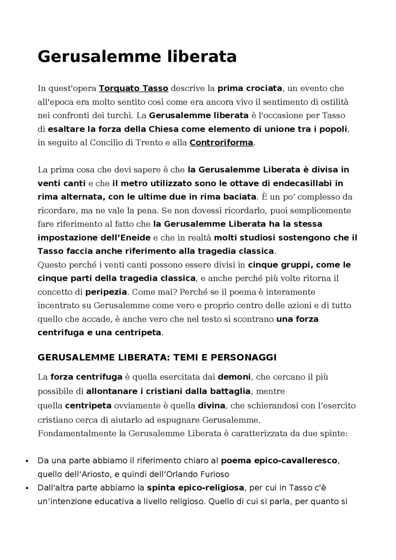 La Gerusalemme Liberata Docsity