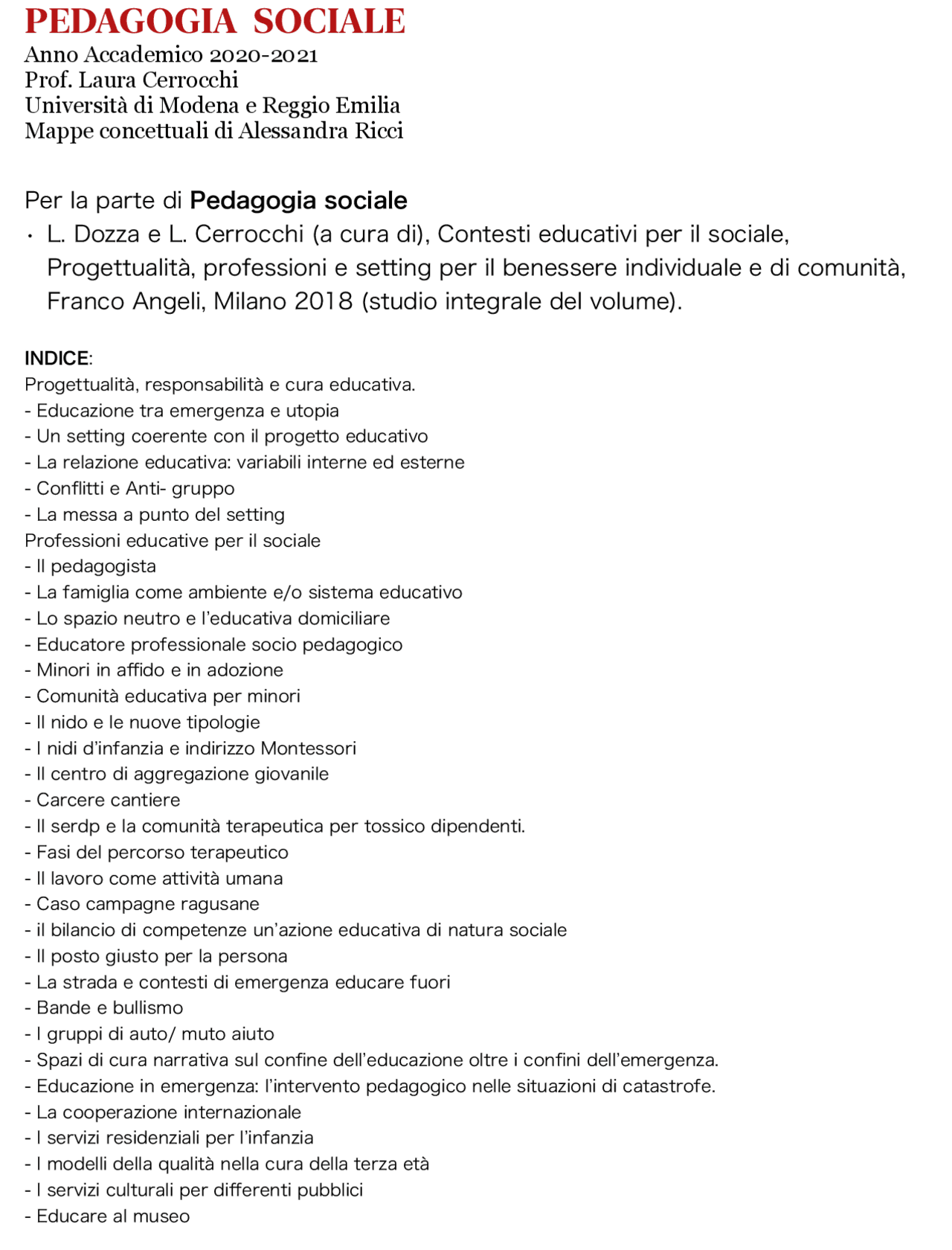 Mapperiassunto Per Esame Pedagogia Sociale Docsity