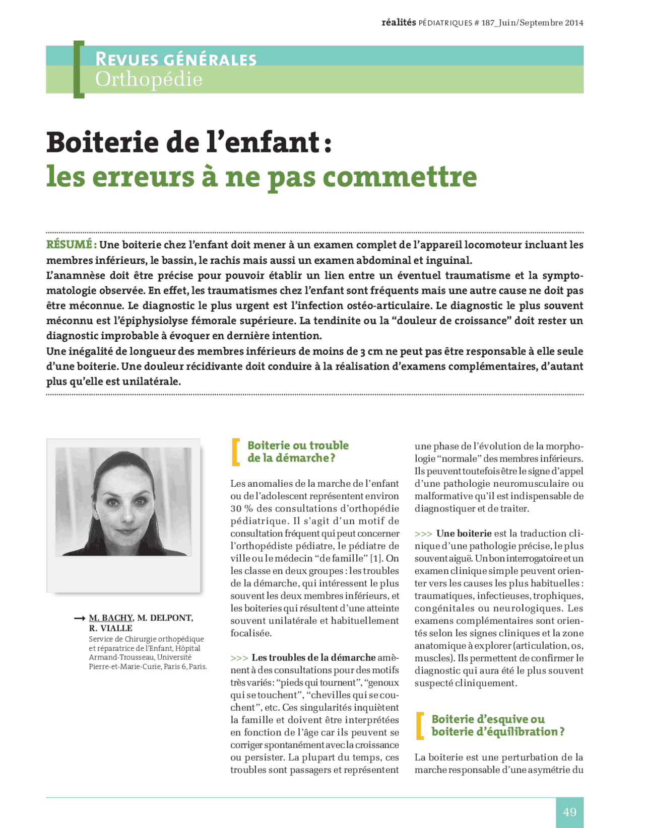 Boiterie de l'enfant: les erreurs à ne pas commettre - Docsity
