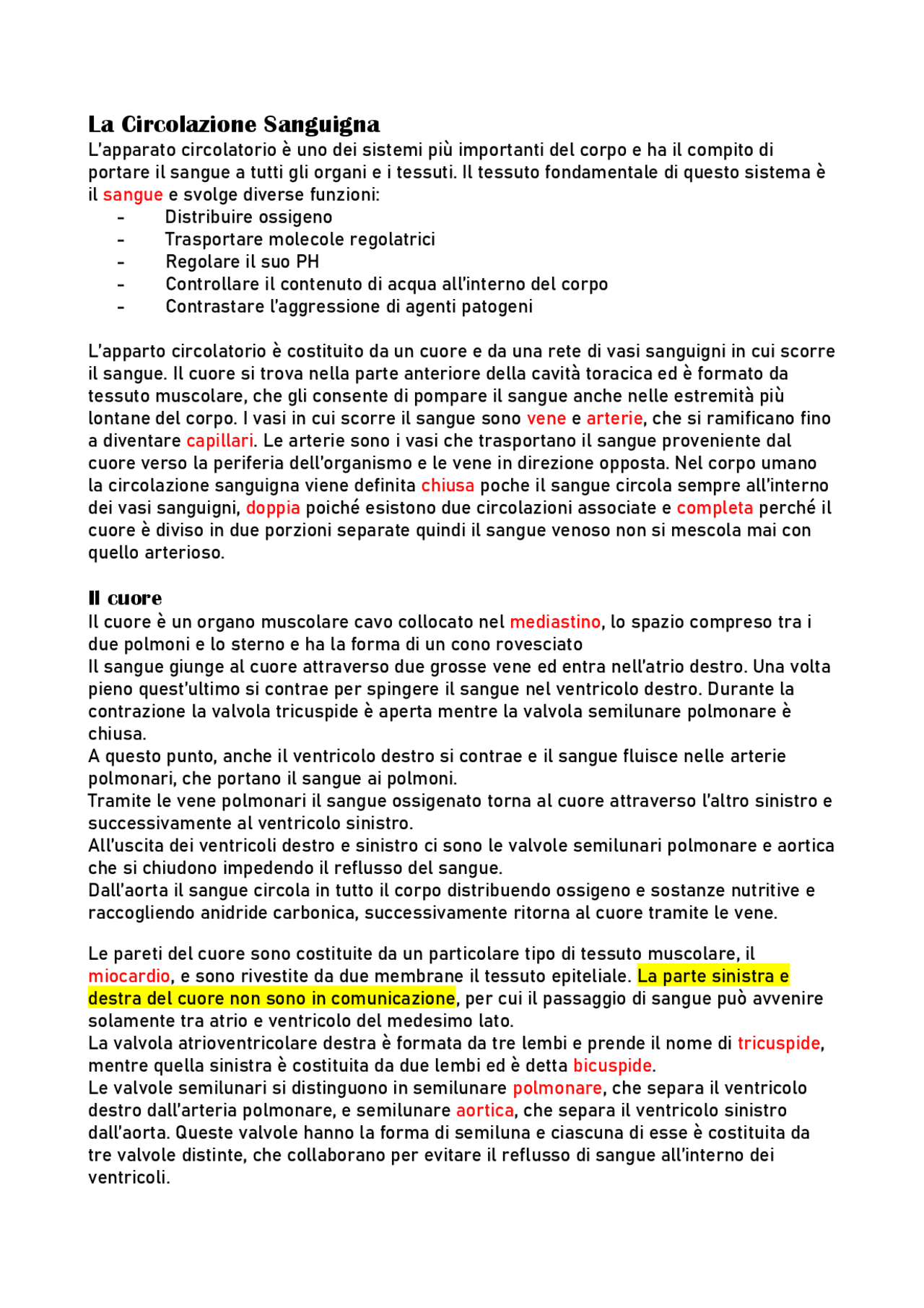 Apparato Circolatorio E Sistema Respiratorio Docsity