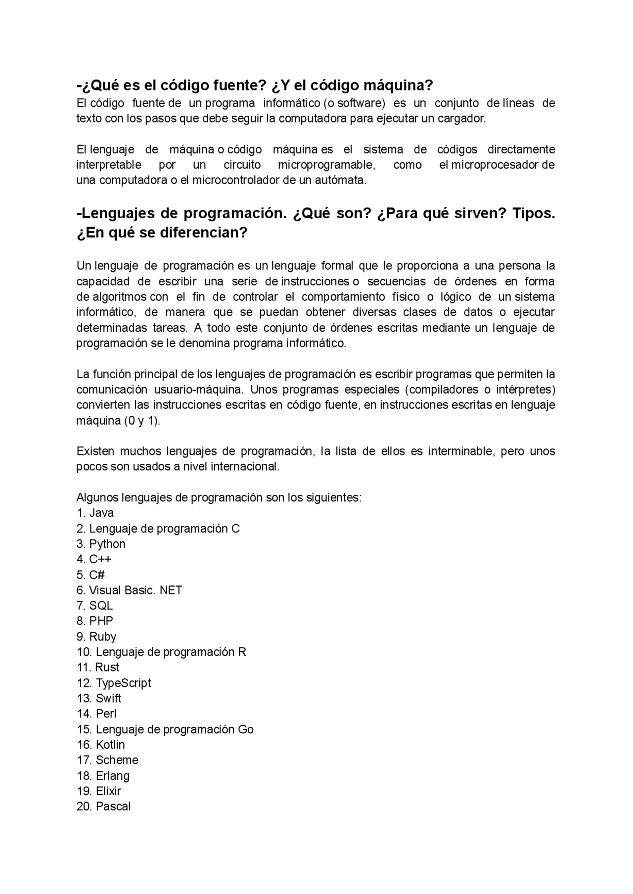 Lenguajes de programacion - Docsity